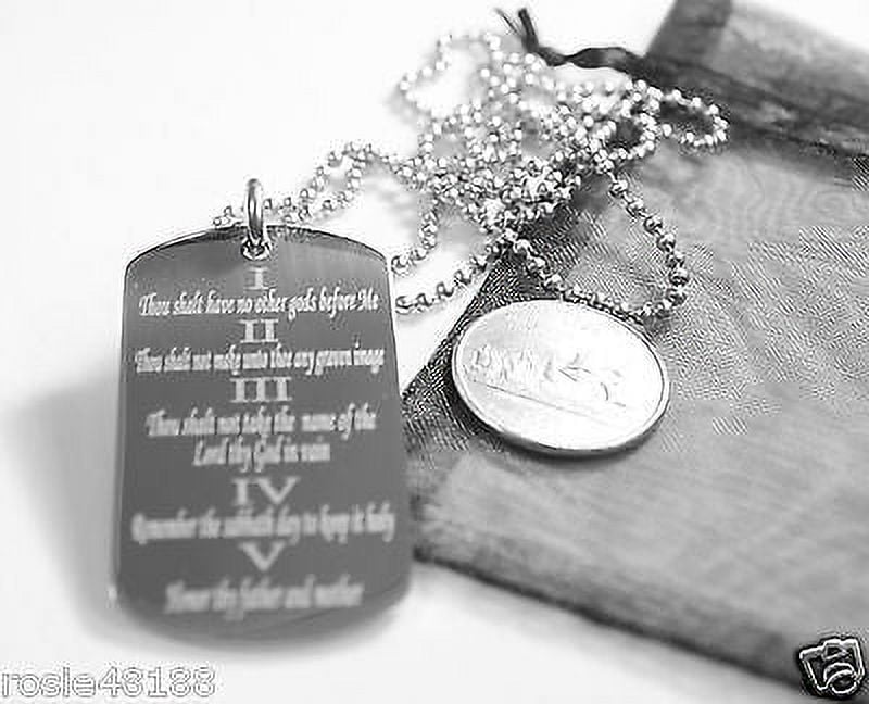THE TEN COMMANDMENTS DOG TAG NECKLACE RELIGIOUS STAINLESS STEEL ...