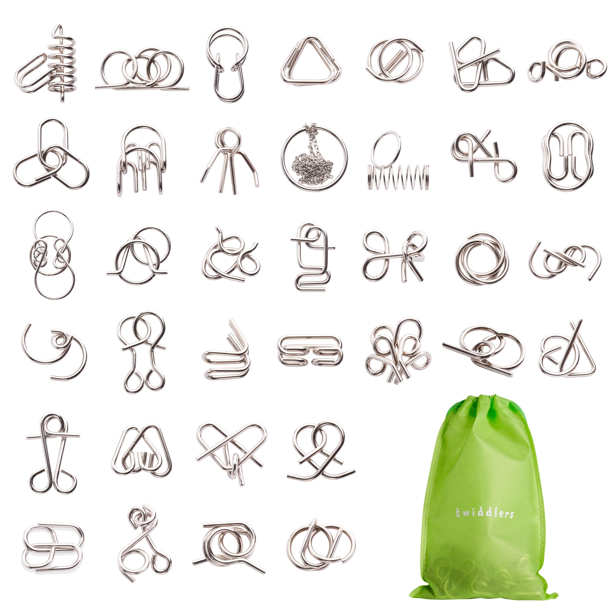 The Twiddlers 36 Metal Brain Teaser Puzzles Educational & Fun for Ages ...