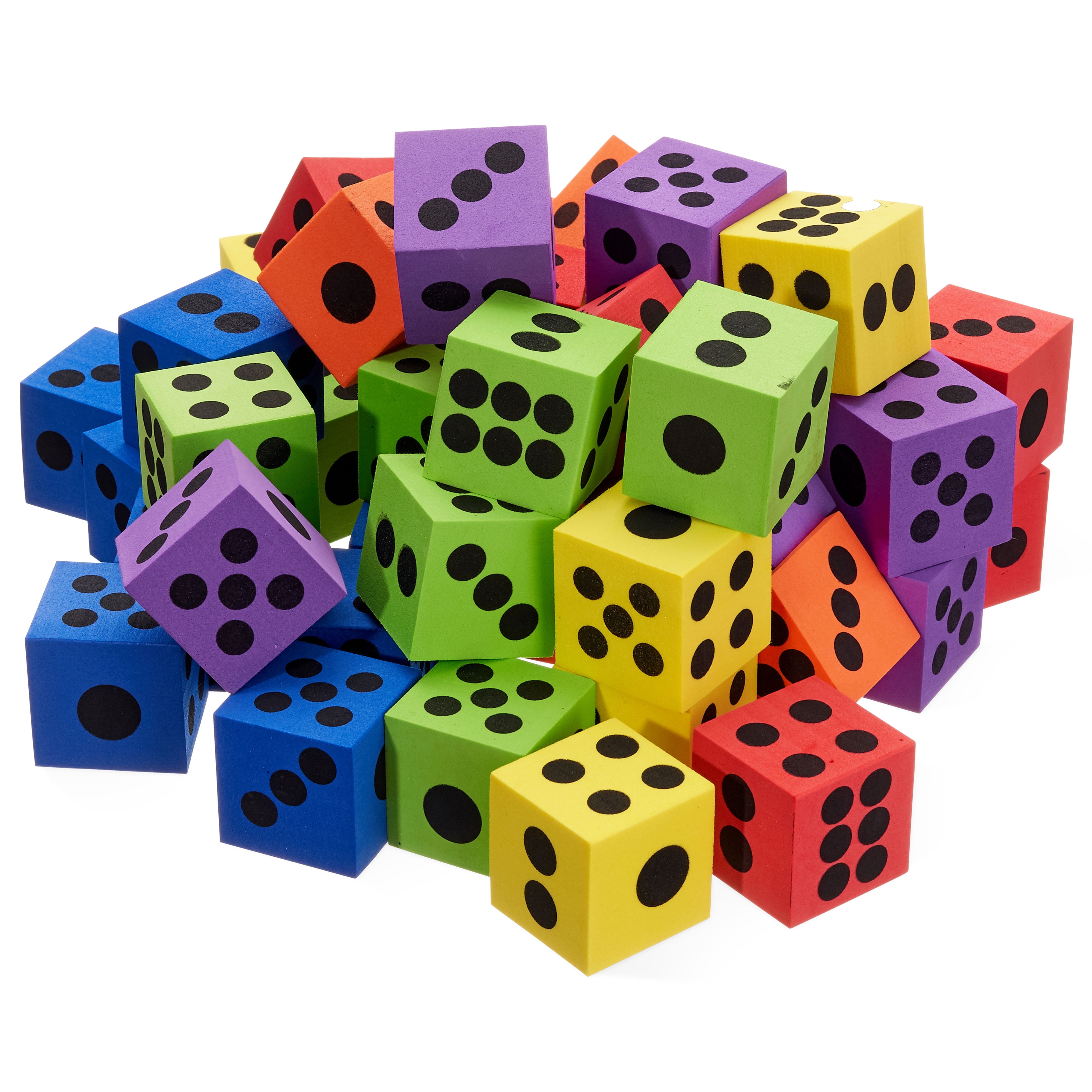 THE TWIDDLERS 48 Large Foam Dice Set, 1.5 Inch - Colorful & Educational ...