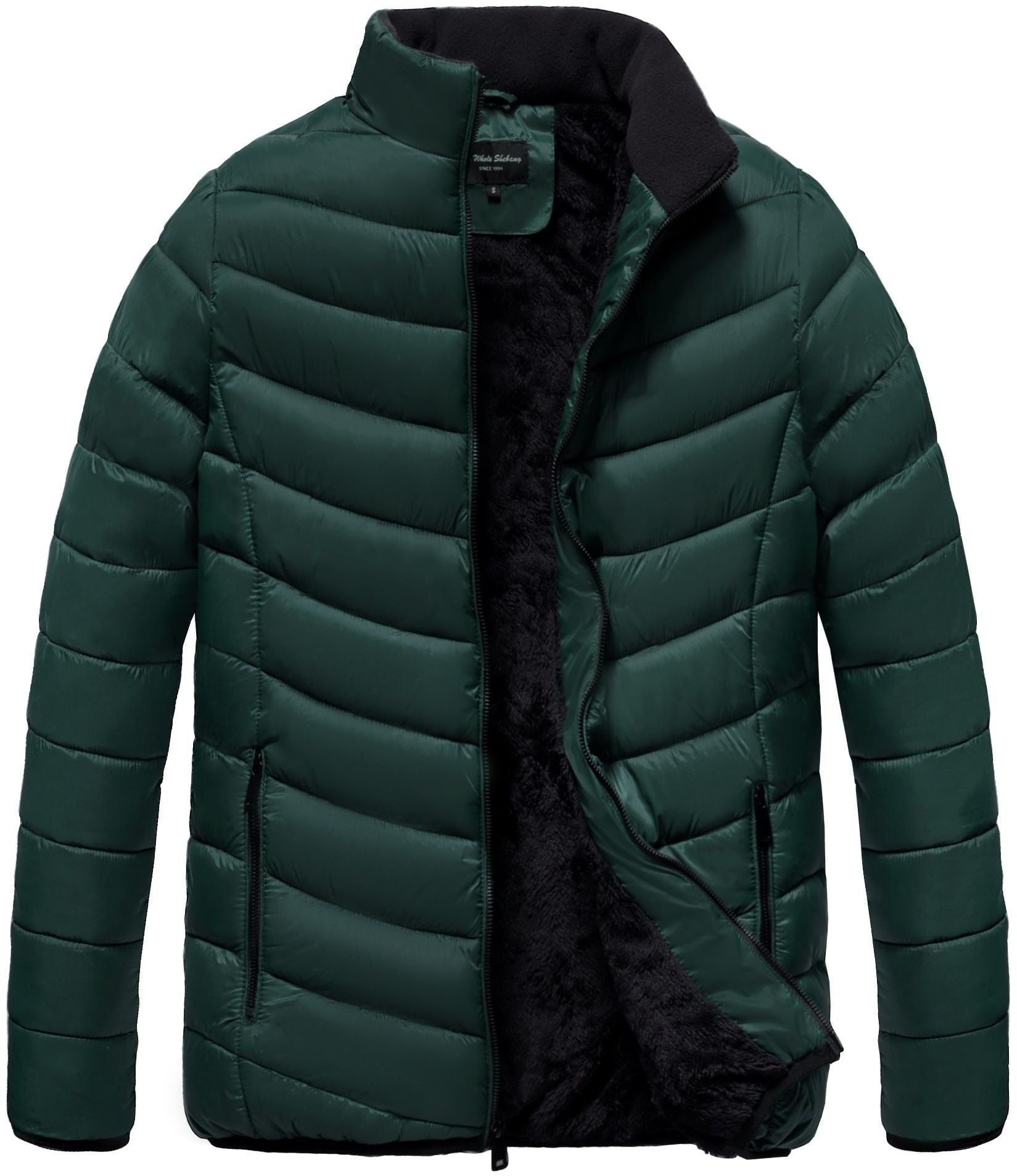 The Whole Shebang Men's Puffer Quilted Faux Fur Lining Outerwear Winter ...