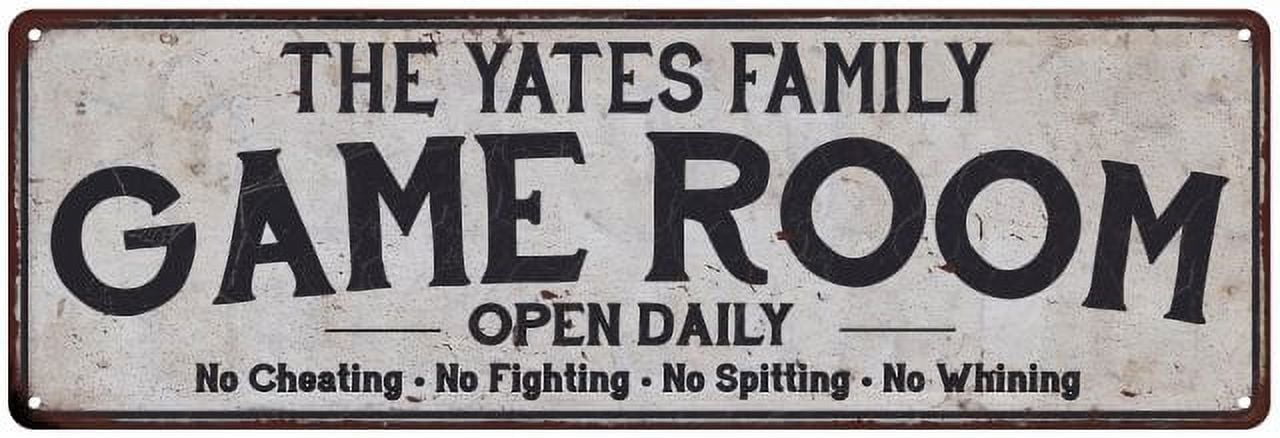 THE YATES FAMILY Game Room Country Metal 6x18 Sign 106180042252 ...