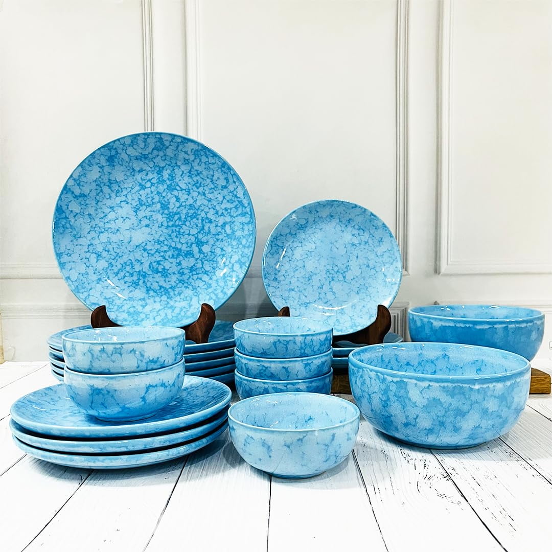 THEARTISANEMPORIUM Neelam Handcrafted Ceramic Dinner Set 20 Pieces with ...