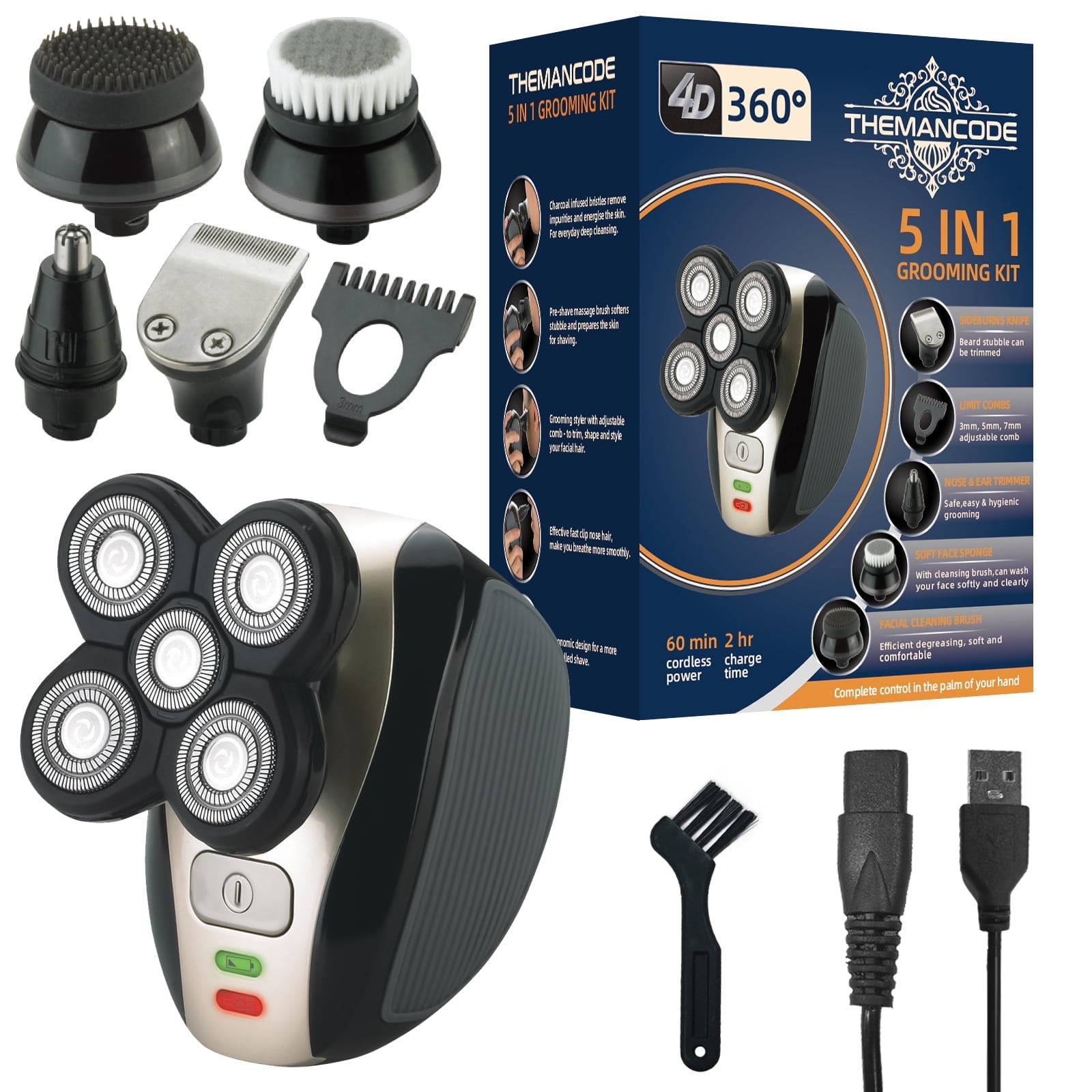 THEMANCODE 5-in-1 Head Shaver, Electric Razor Kit for Bald Men ...