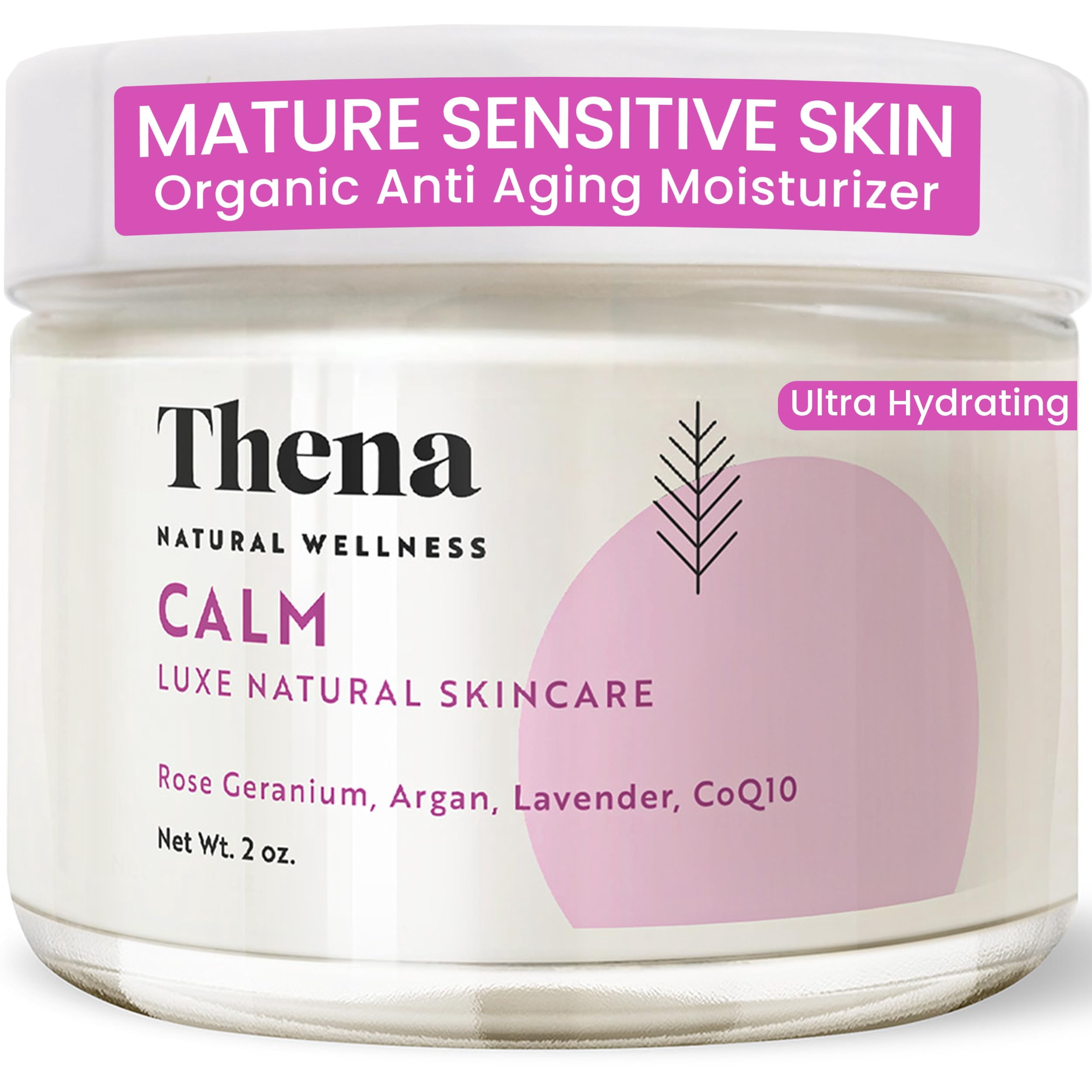 THENA CALM Face Moisturizer Cream Organic & Natural Skin Care, Ultra ...