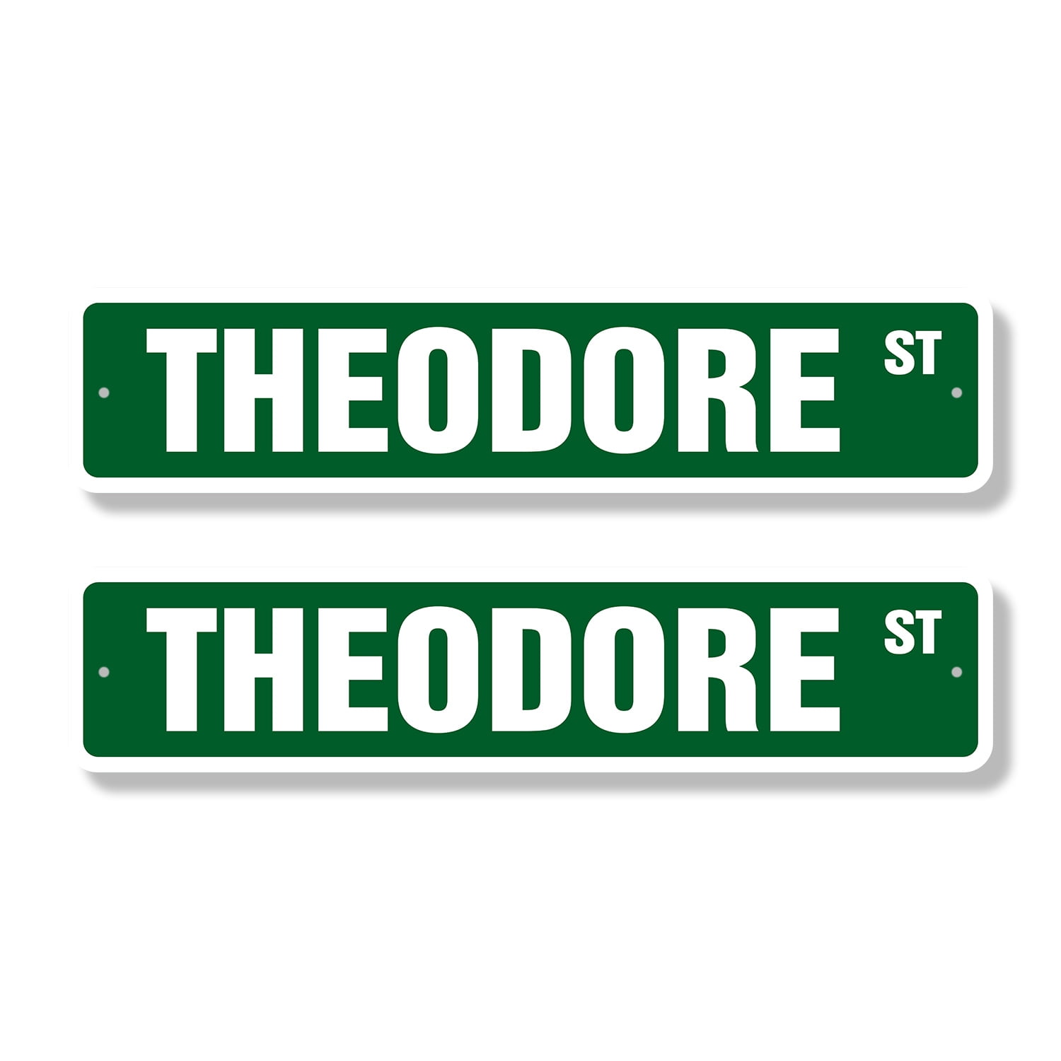 THEODORE Classic Street Sign (2 Pack) Childrens Name Room Sign Road ...