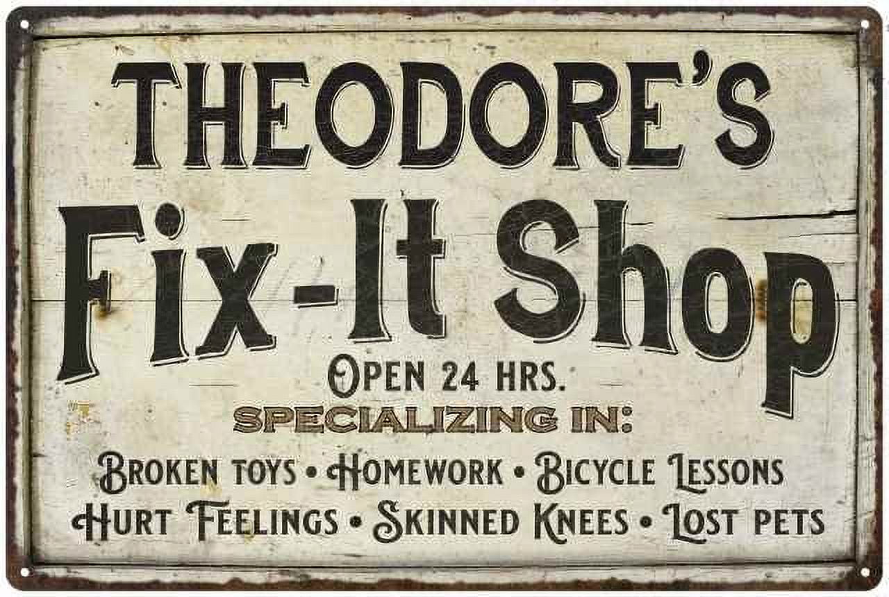 THEODORE'S Fix-It Shop Sign Grandpa Dad Wall Décor 8 x 12 Matte Finish ...