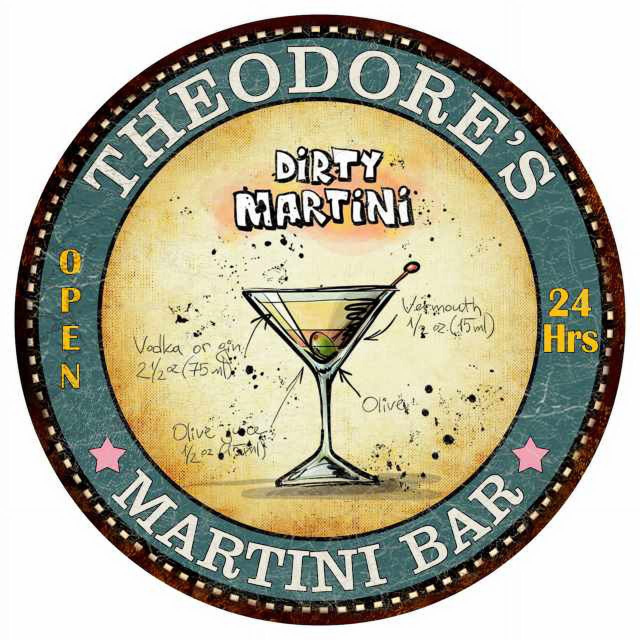 THEODORE'S Martini Bar 14" Round Metal Sign Kitchen Wall Decor ...