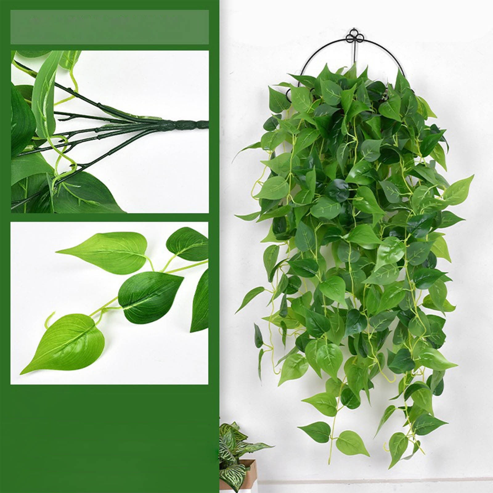 THEOLL Artificial Green Wall Hanging Plant, Fake Fern Artificial ...