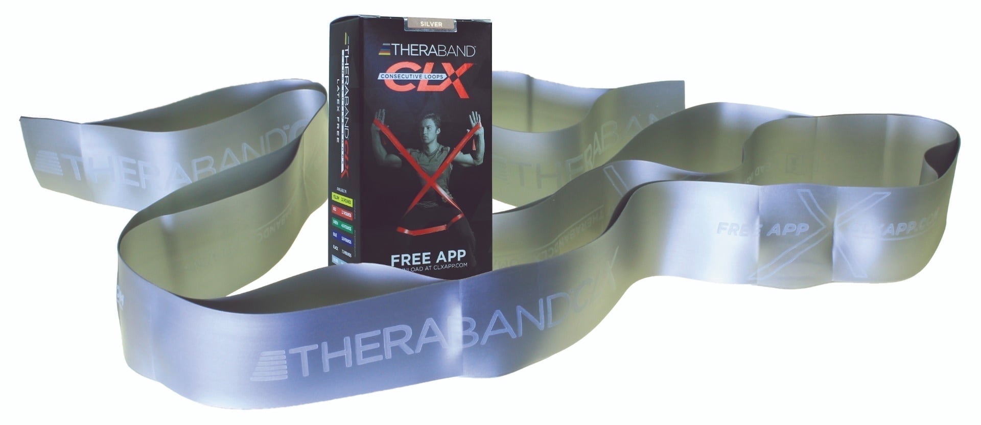 THERABAND CLX Resistance Band with Loops, 5 FT, Super Heavy, Silver ...