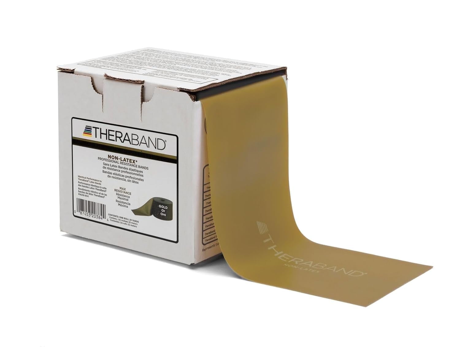 THERABAND Resistance Band, 25 YD Roll, Gold, Max Thickness, 14.2 LBS ...