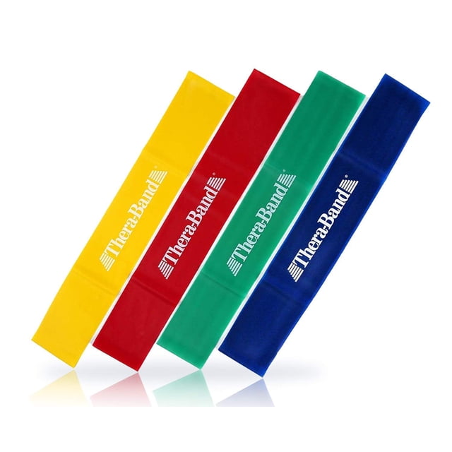 THERABAND Resistance Band Loop Set, 18 IN, 4 Pack, Beginner to Advanced ...