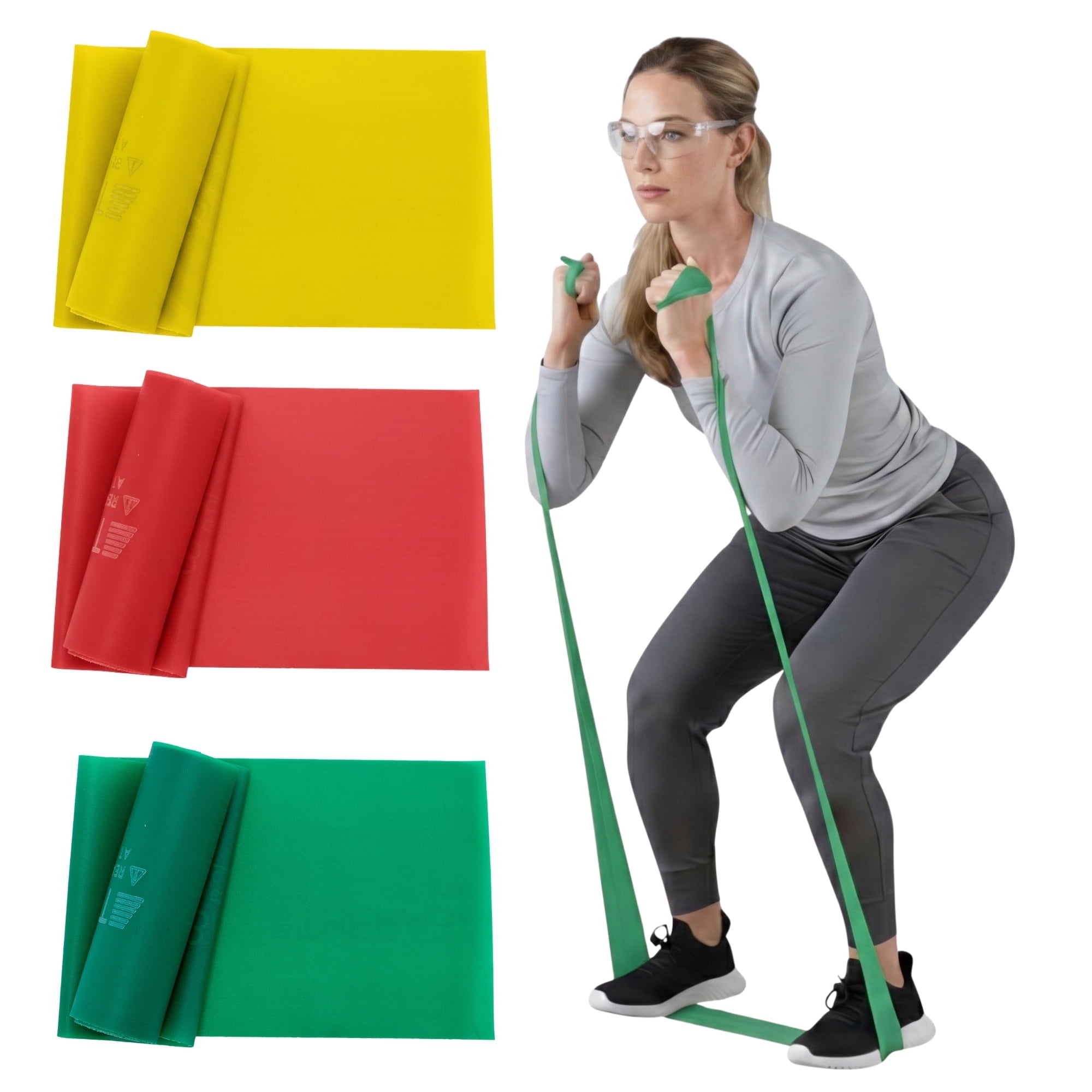 THERABAND Beginner Resistance Band Set, 3 Pack, Yellow/Red/Green, 5 FT ...