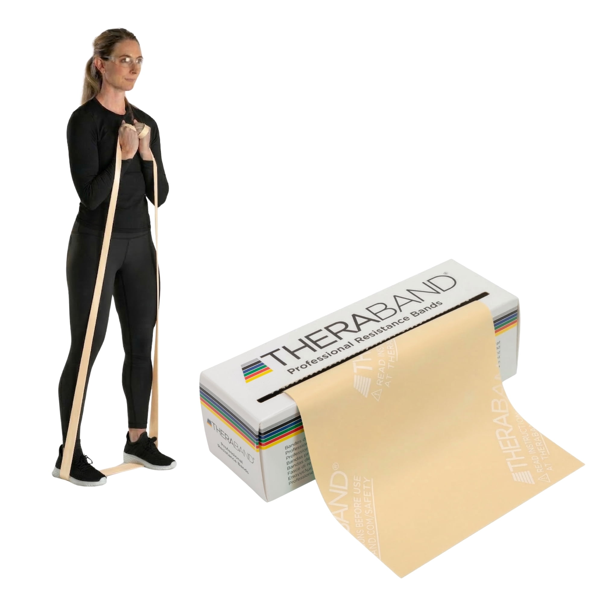 THERABAND Resistance Bands, 6 yd, Tan, Extra Thin Thickness, 2.4 lbs ...