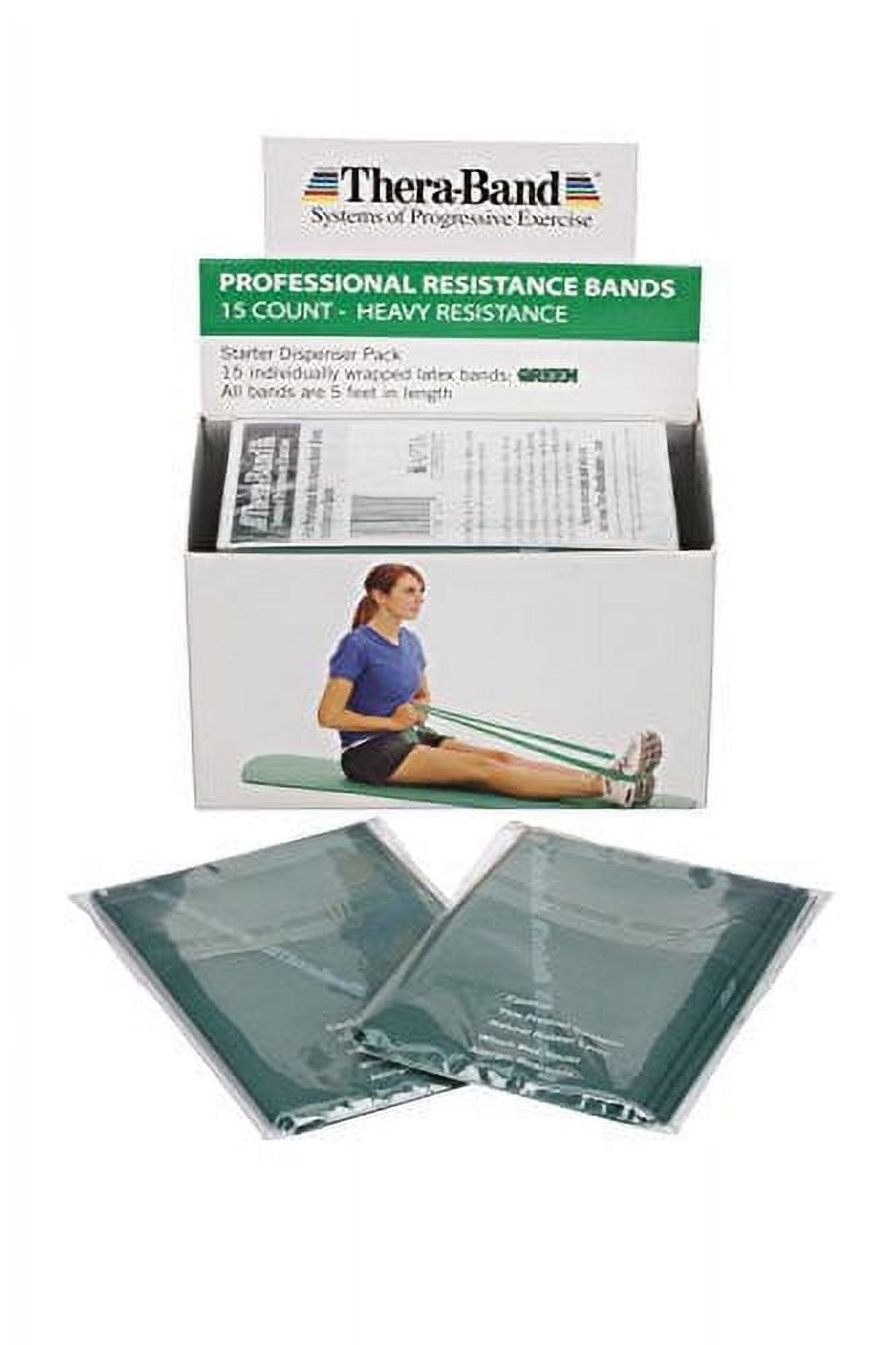 THERABAND Resistance Bands, Level 4, Heavy Green, 4.6 lbs Resistance, 5 ...