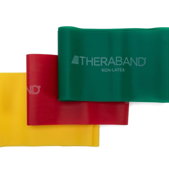 THERABAND Resistance Bands Set, Yellow/Red/Green, Beginner, Non-Latex ...
