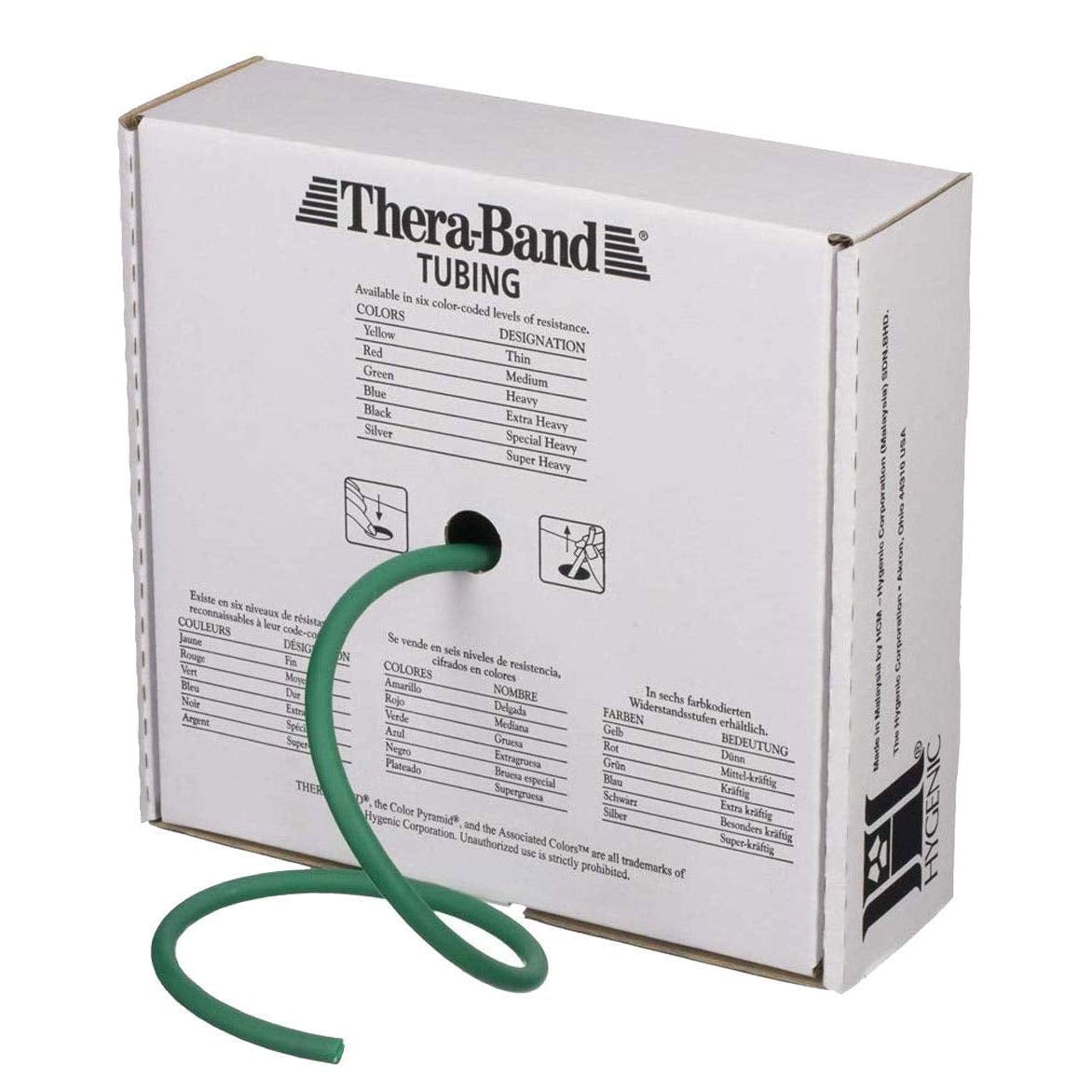 TheraBand Resistance Tubes, 100 ft, Green, Heavy Thickness, 4.6 lbs ...
