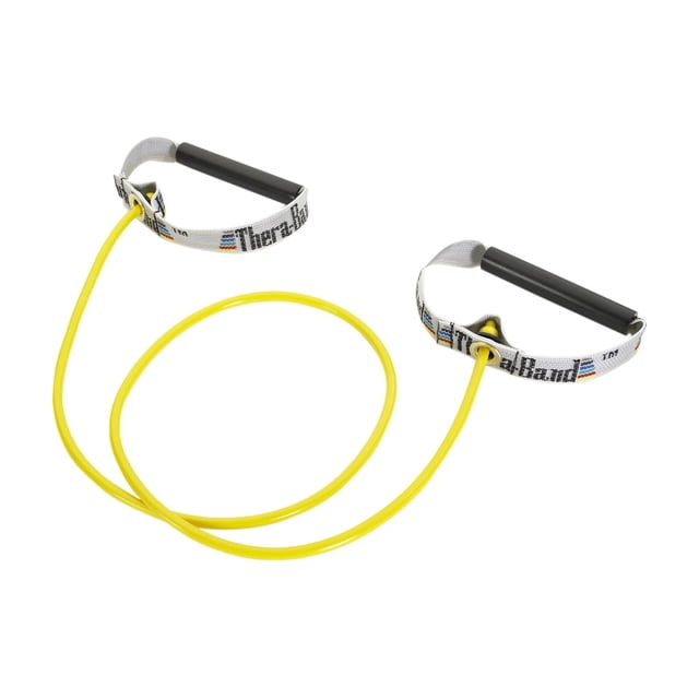 THERABAND Resistance Tubes, Hard Handles, Level 2, Yellow, 3 lbs ...