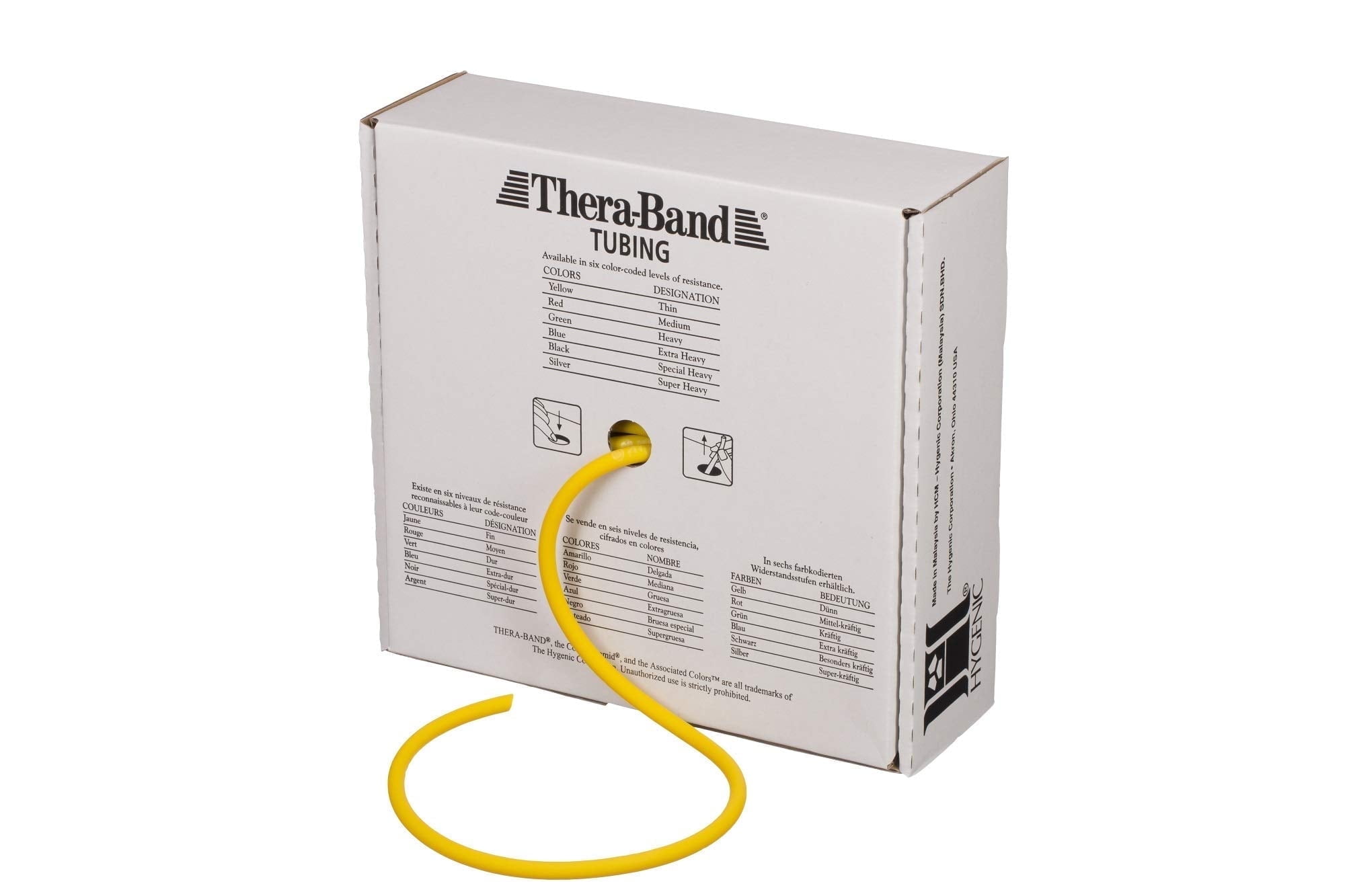 THERABAND Resistance Tubes, Level 2, Thin Yellow, 3 lbs Resistance, 100 ...