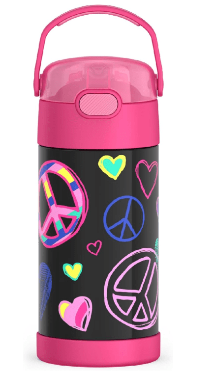 THERMOS FUNTAINER Water Bottle with Straw - 12 Ounce, Peace - Kids Stainless Steel Vacuum ...