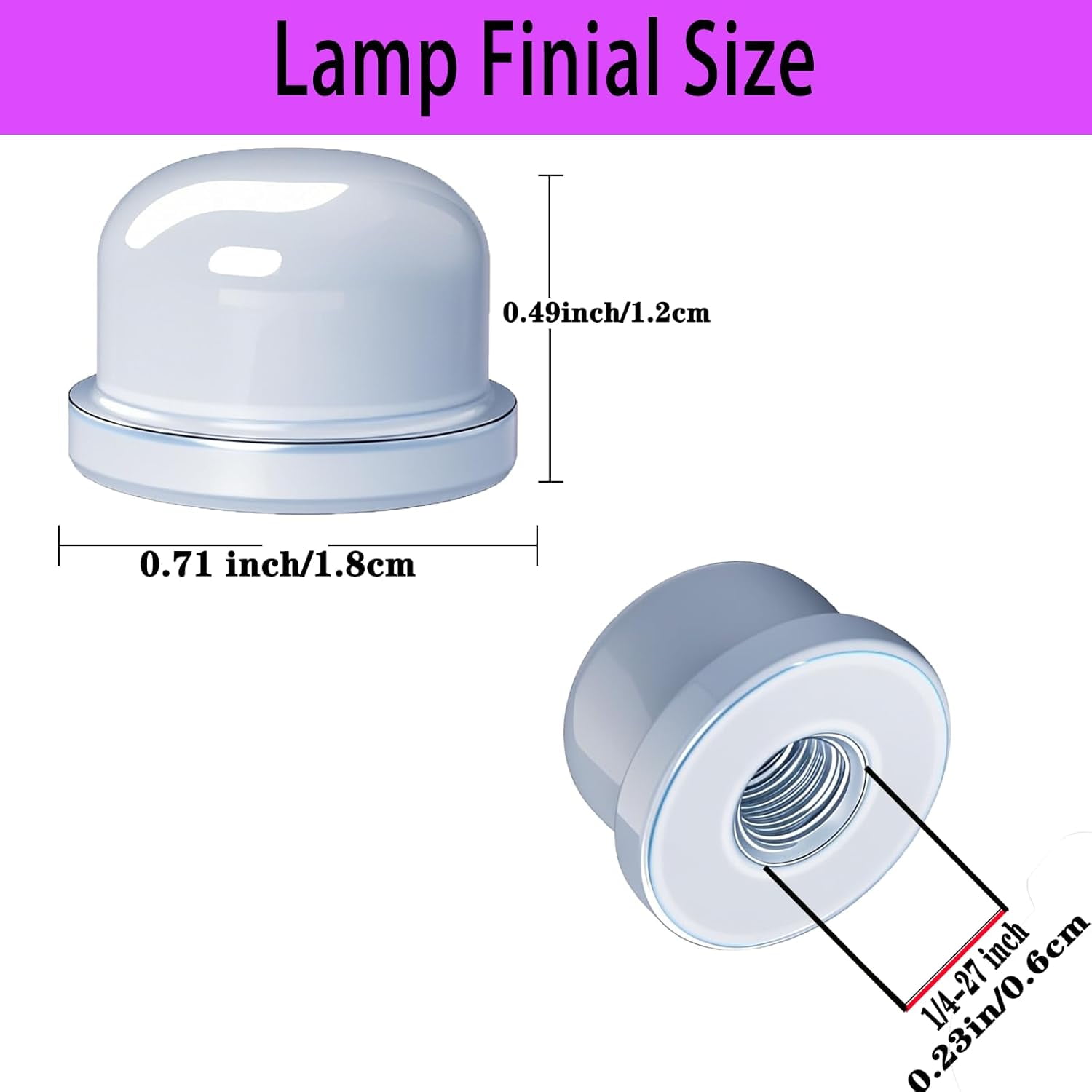 THESG-1/2 Inch Lamp Shade Nut, 1/4-27 Threaded Lamp Finial Knob ...