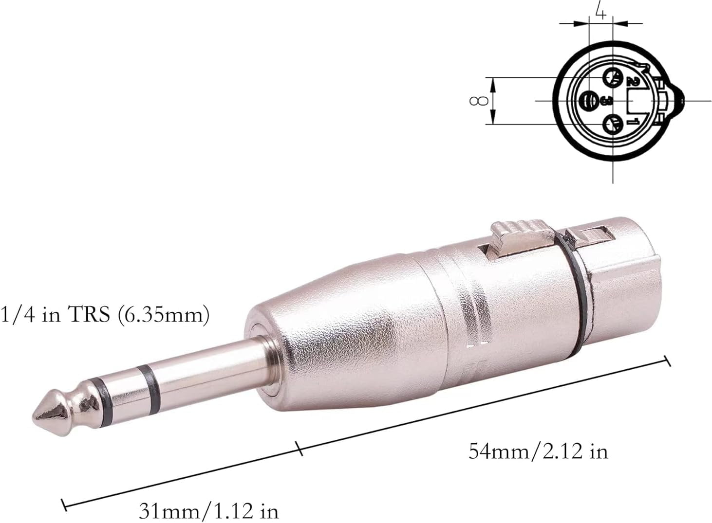 THESG-1/4" TRS to XLR Adapter 4 Pack, 2 Pack Male and Female to 6.35mm, Balanced Quarter Inch 6 ...