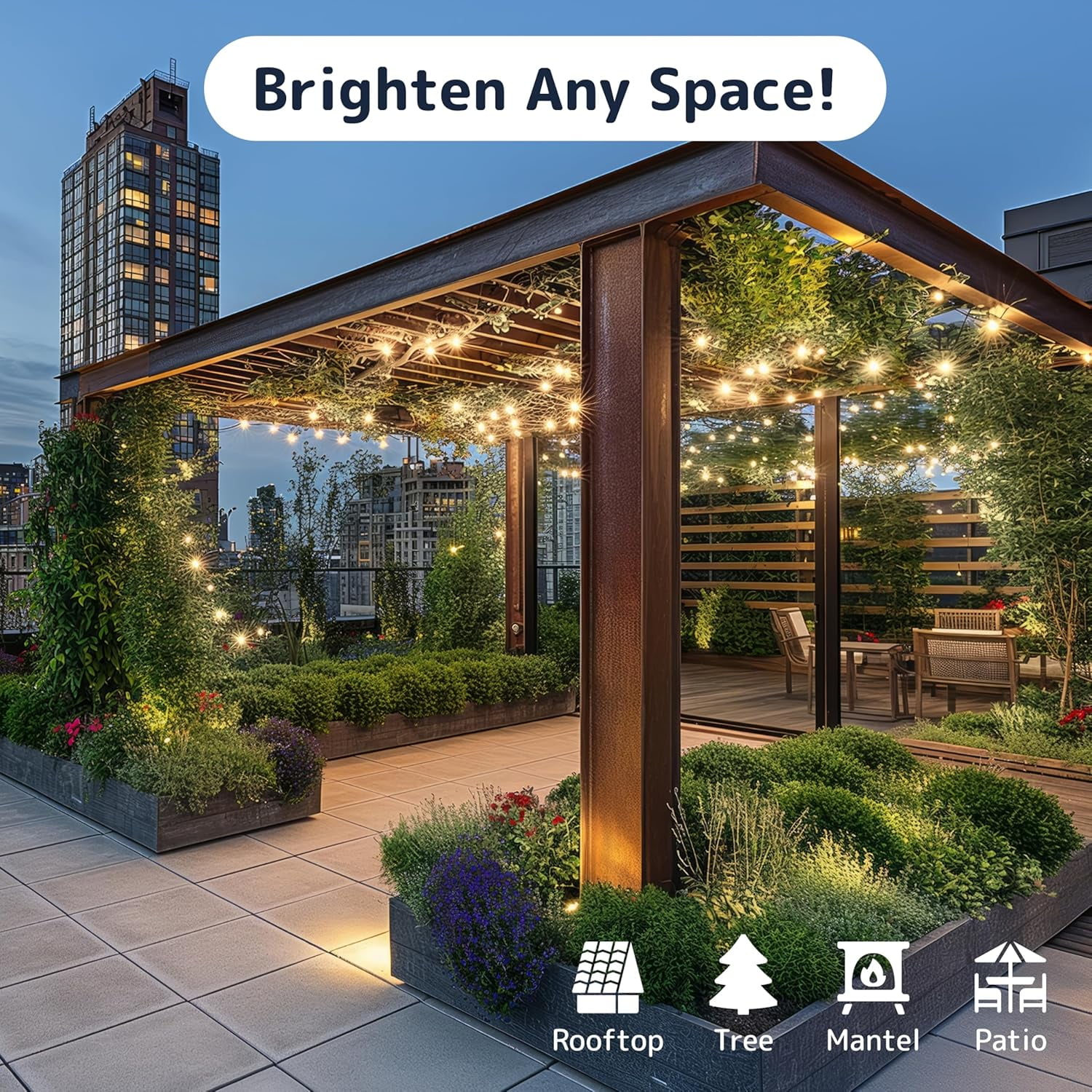 THESG-10 Ft String Lights with Christmas Tree Light Warm White - Indoor ...