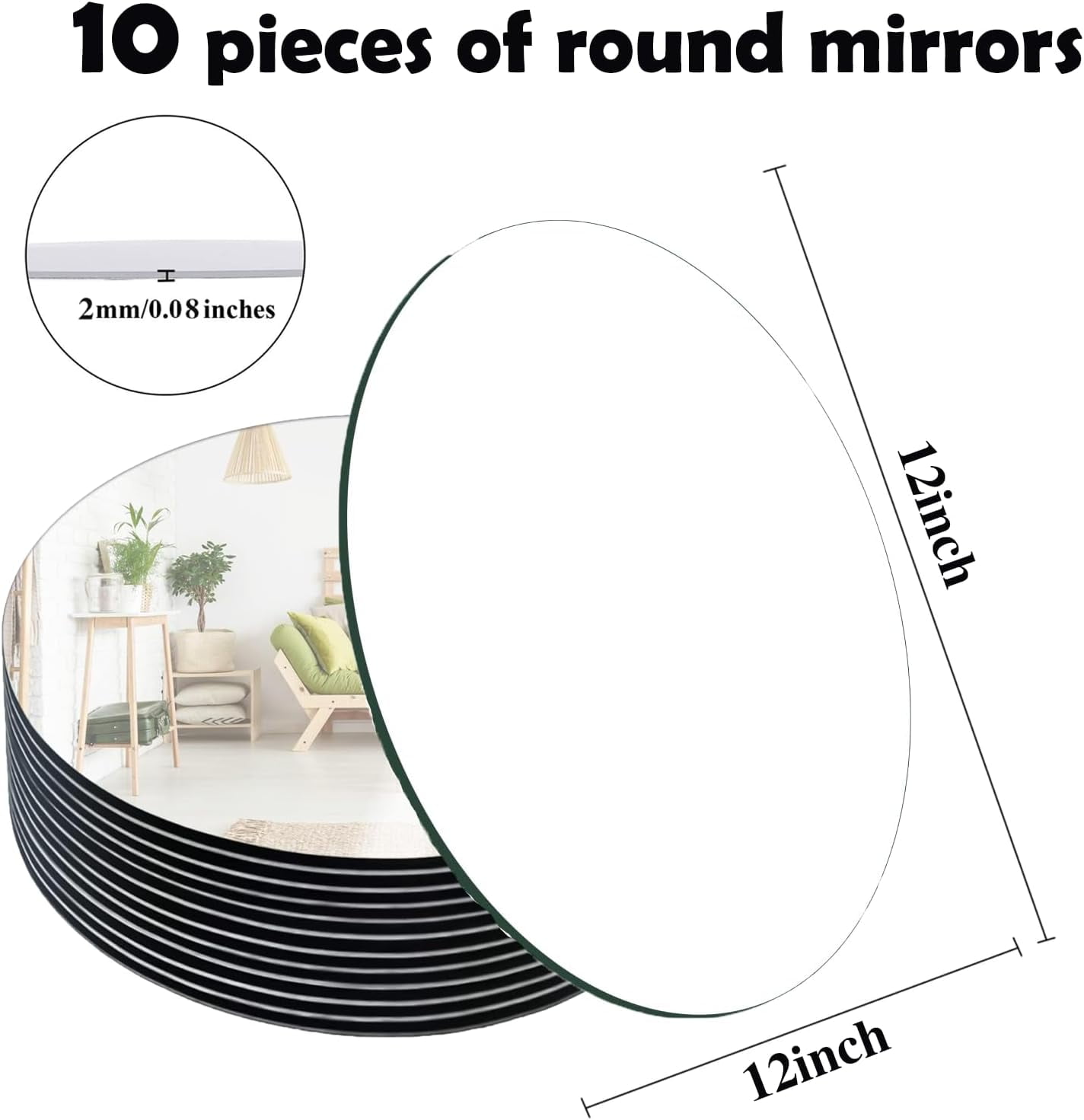 THESG-10 Pack Round Mirror Centerpieces for Tables Decorations, 12 ...