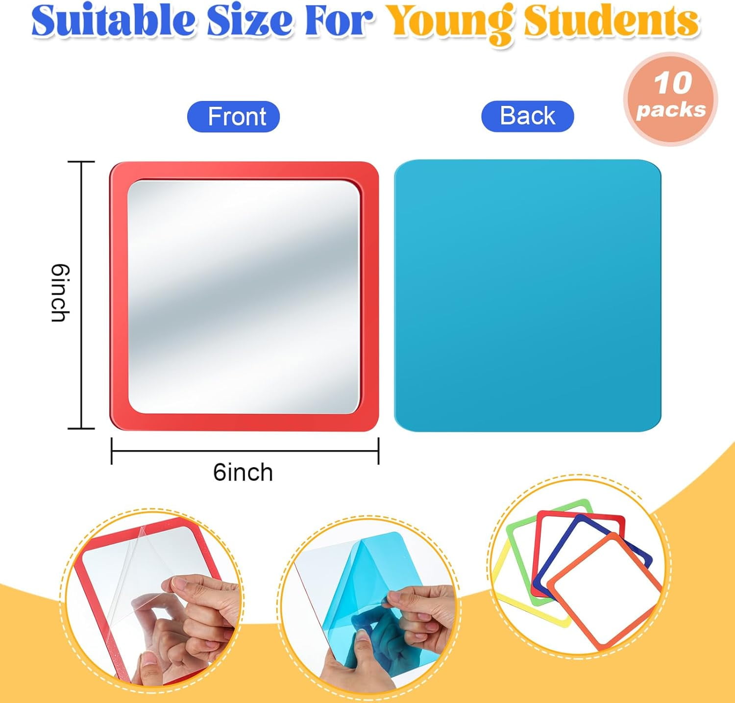 THESG-10 Pcs Small Mirrors for Kids 6 x 6 Inch Square Shatter Proof ...