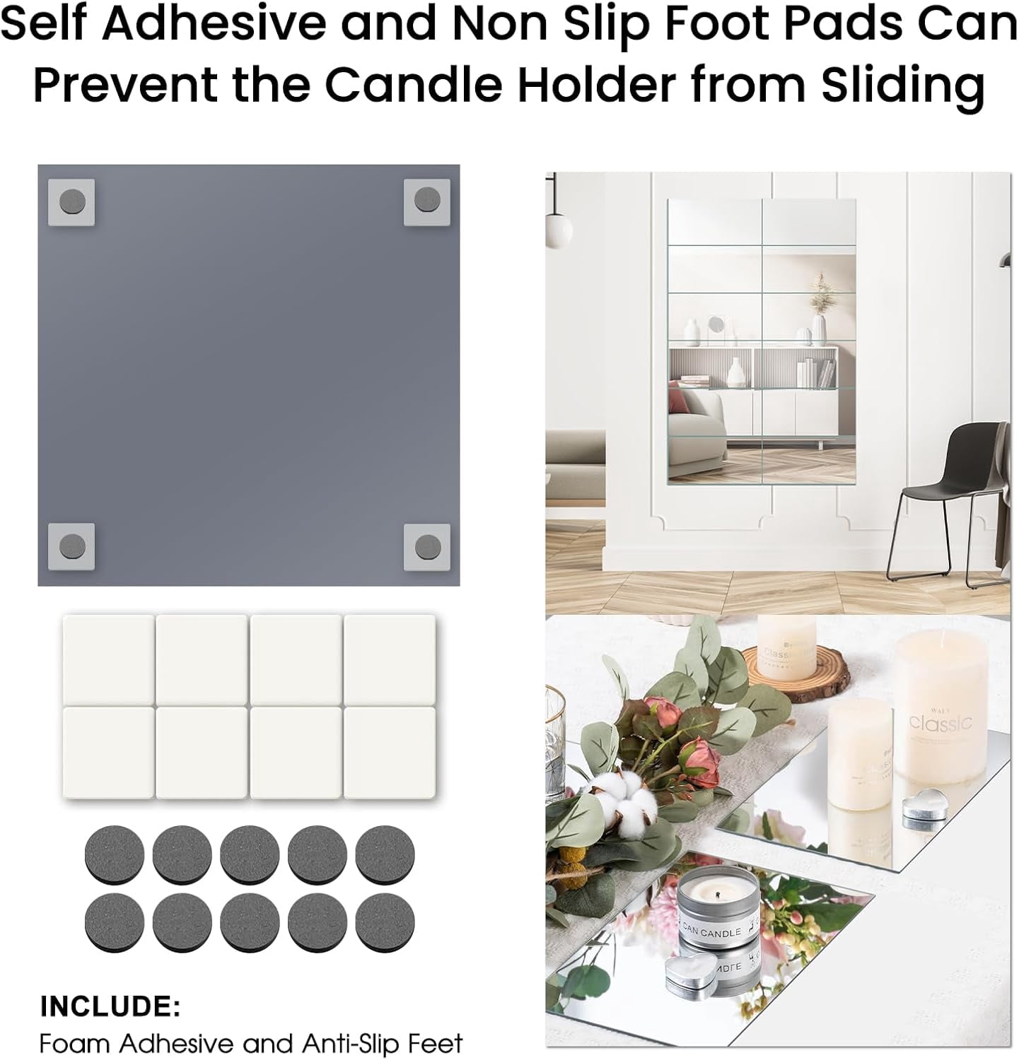 THESG-10" Square Mirror Centerpieces for Tables, Glass Mirror Plates ...