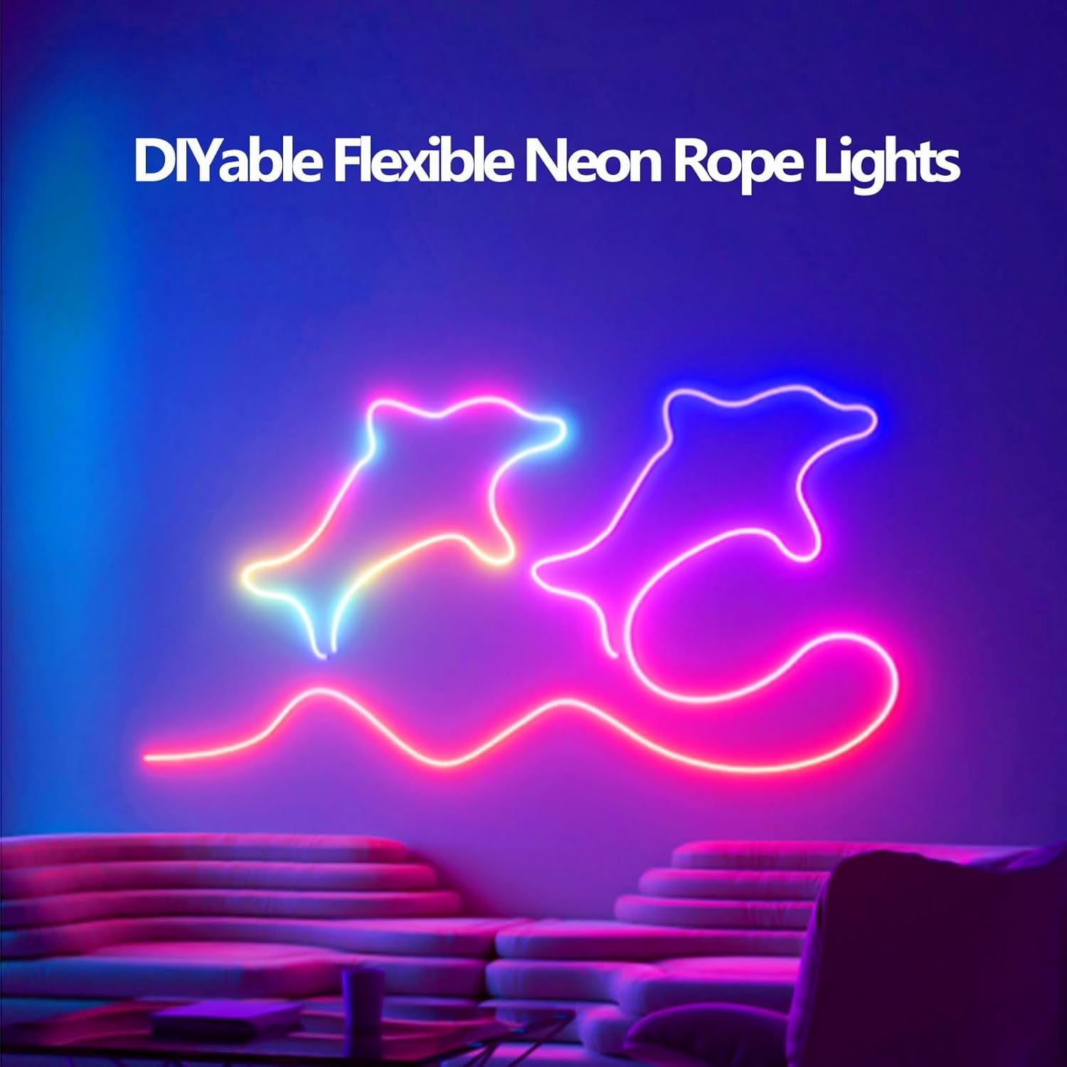 THESG-10FT RGB+IC Neon Rope Lights USB Powered,Flexible Led Rope Lights ...