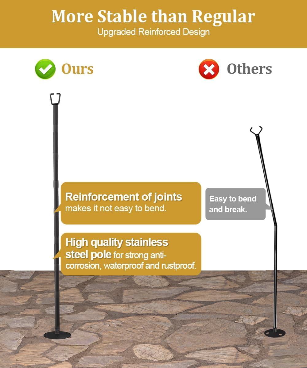 THESG-10FT String Light Poles for Outdoor Decor, Sturdy Light Pole with ...