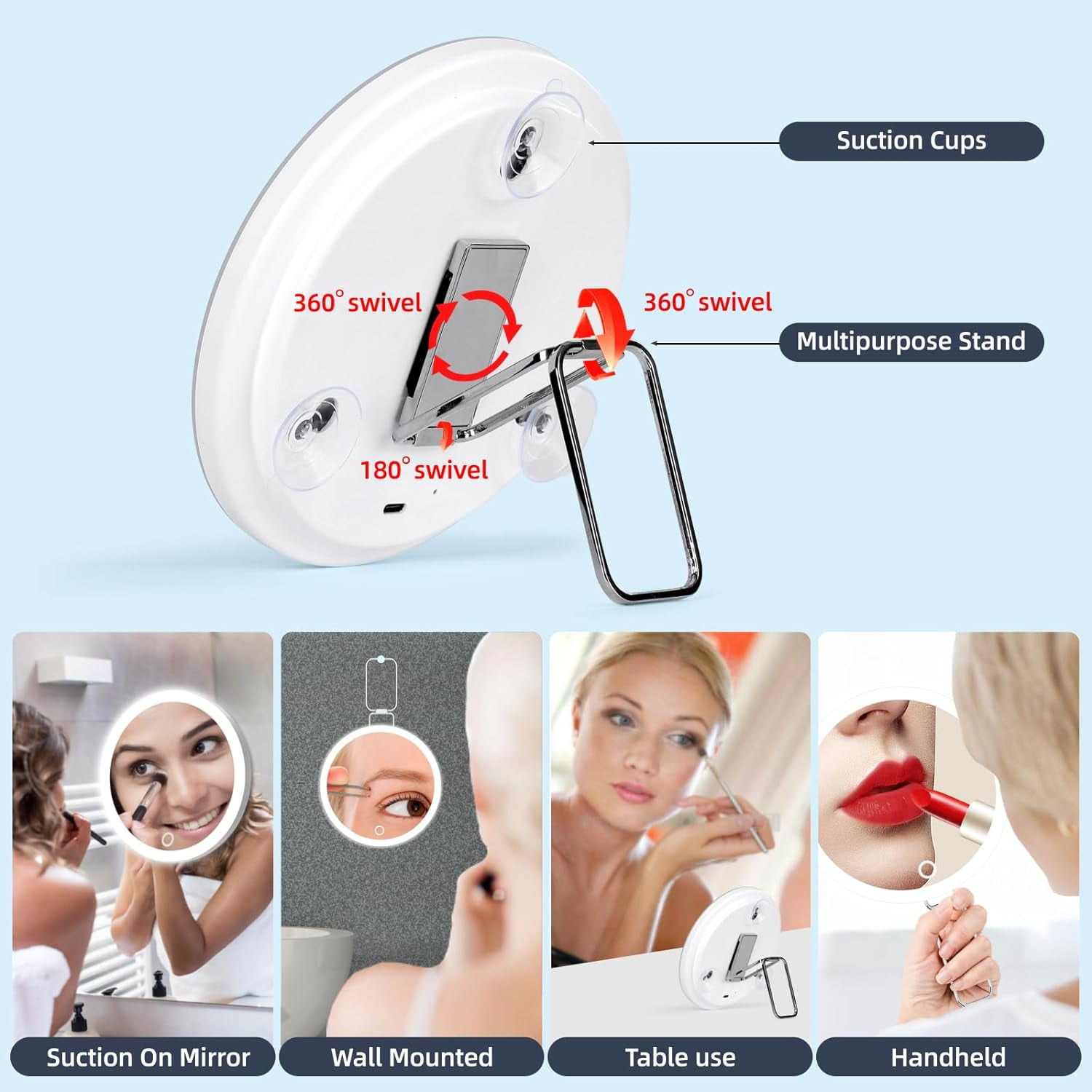THESG-10X Magnifying Mirror with Lights, 6inch Makeup Magnifying Mirror ...