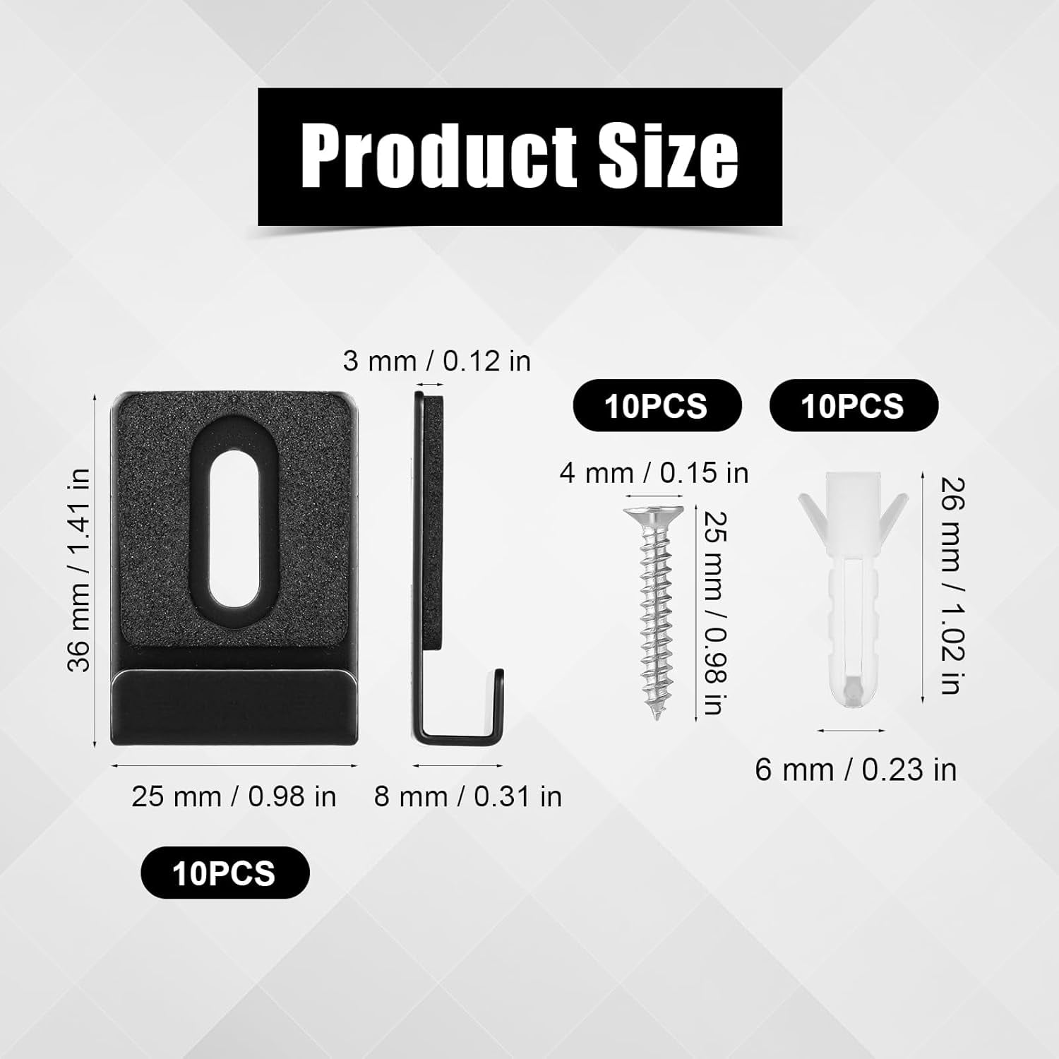 THESG-10pcs Metal Mirror Holder Kit, Mirror Hanger Hooks with Screws Rubber Pads Heavy Duty ...