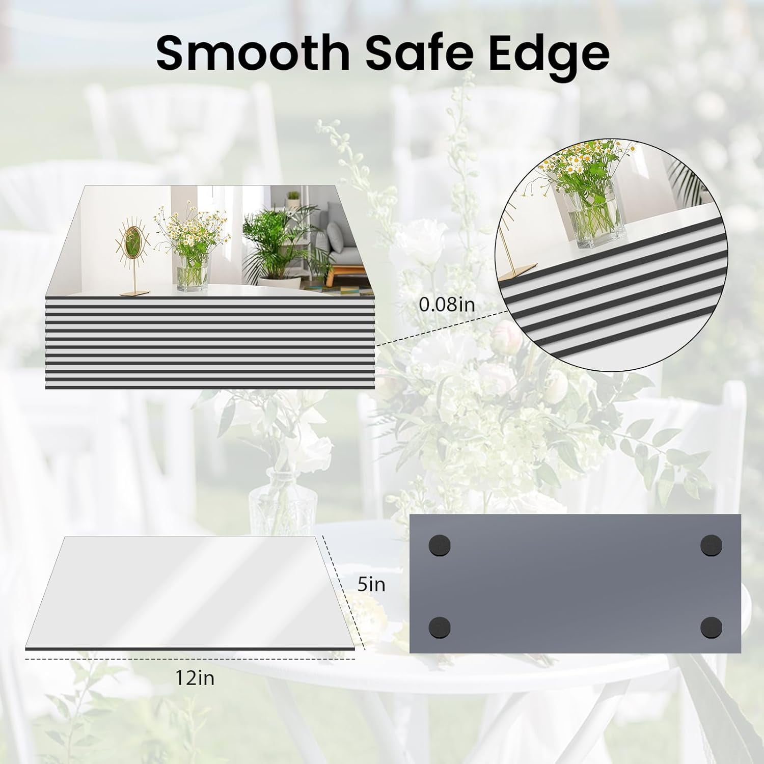 THESG-12"×5" Mirror Centerpieces for Tables, Set of 12 Glass Mirror ...