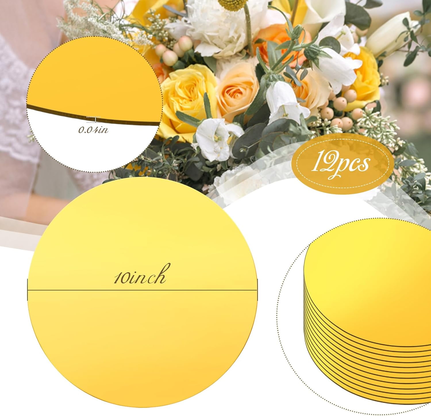 THESG-12 Pcs 10 Inch Round Mirrors for Centerpieces, Gold Mirror ...
