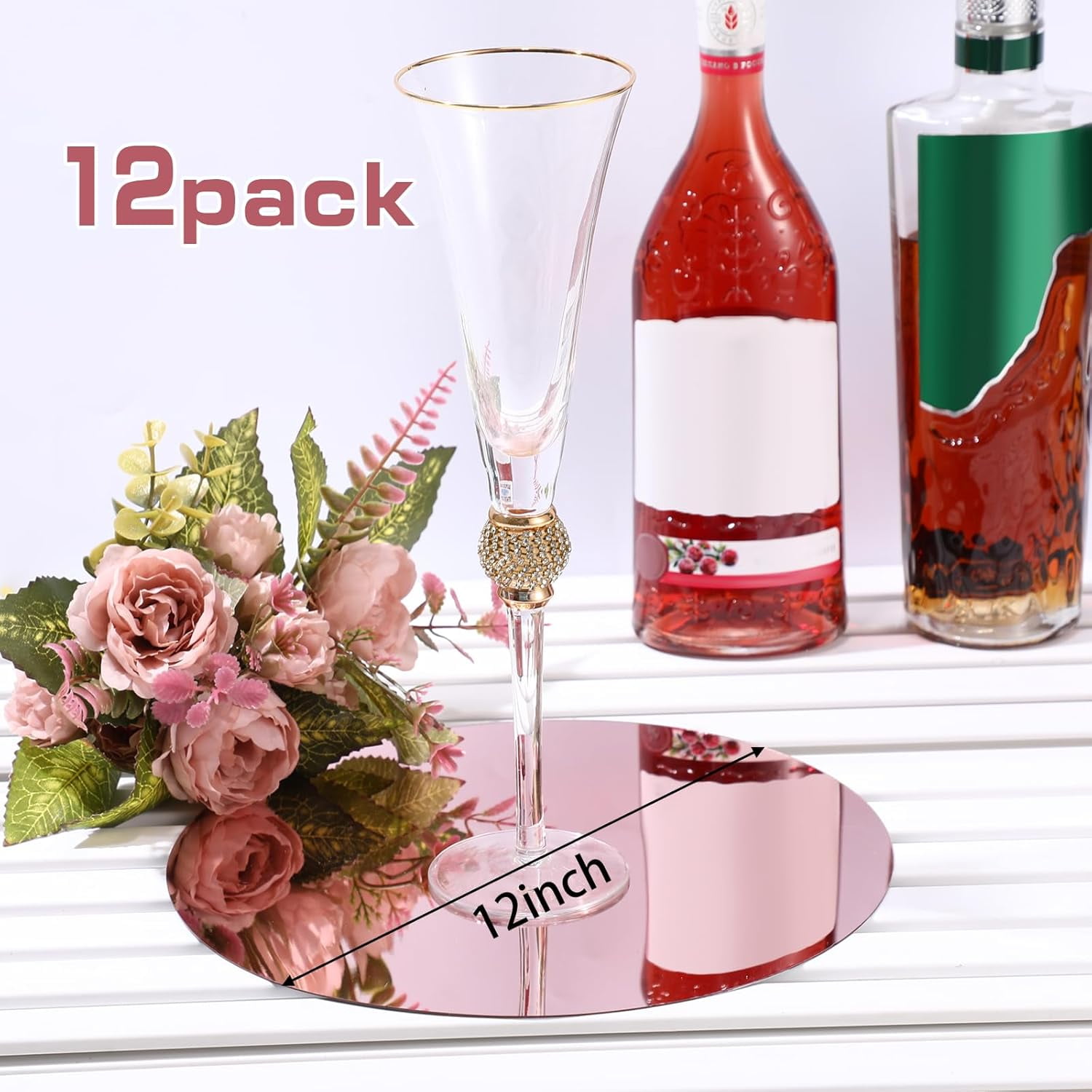 THESG-12 Pcs 12 Inch Acrylic Round Mirror for Table Centerpieces Circle ...