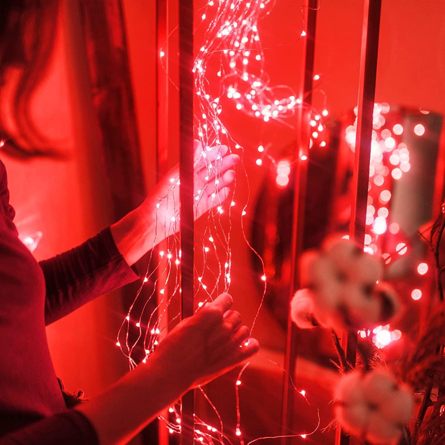 THESG-15 Packs 20 Led Red Fairy Lights Battery Operated 6.6ft Silver ...