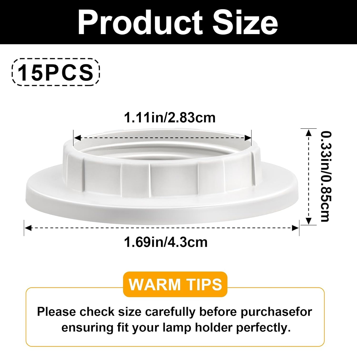 THESG-15Pcs Lamp Shade Collar Rings, White E14 Light Socket Threaded ...