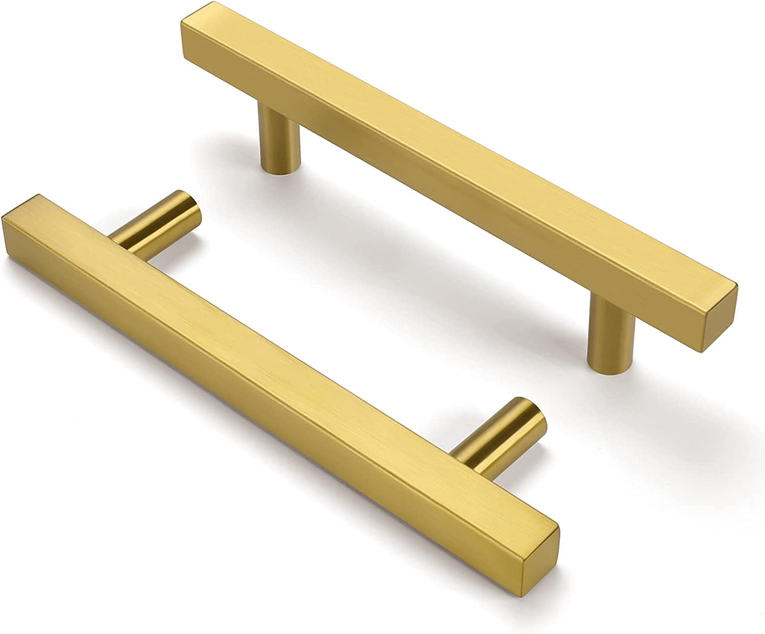 THESG-18 Pack Brushed Brass Cabinet Pulls 3-3/4 Inch Gold Drawer Handles Square Drawer Pulls ...