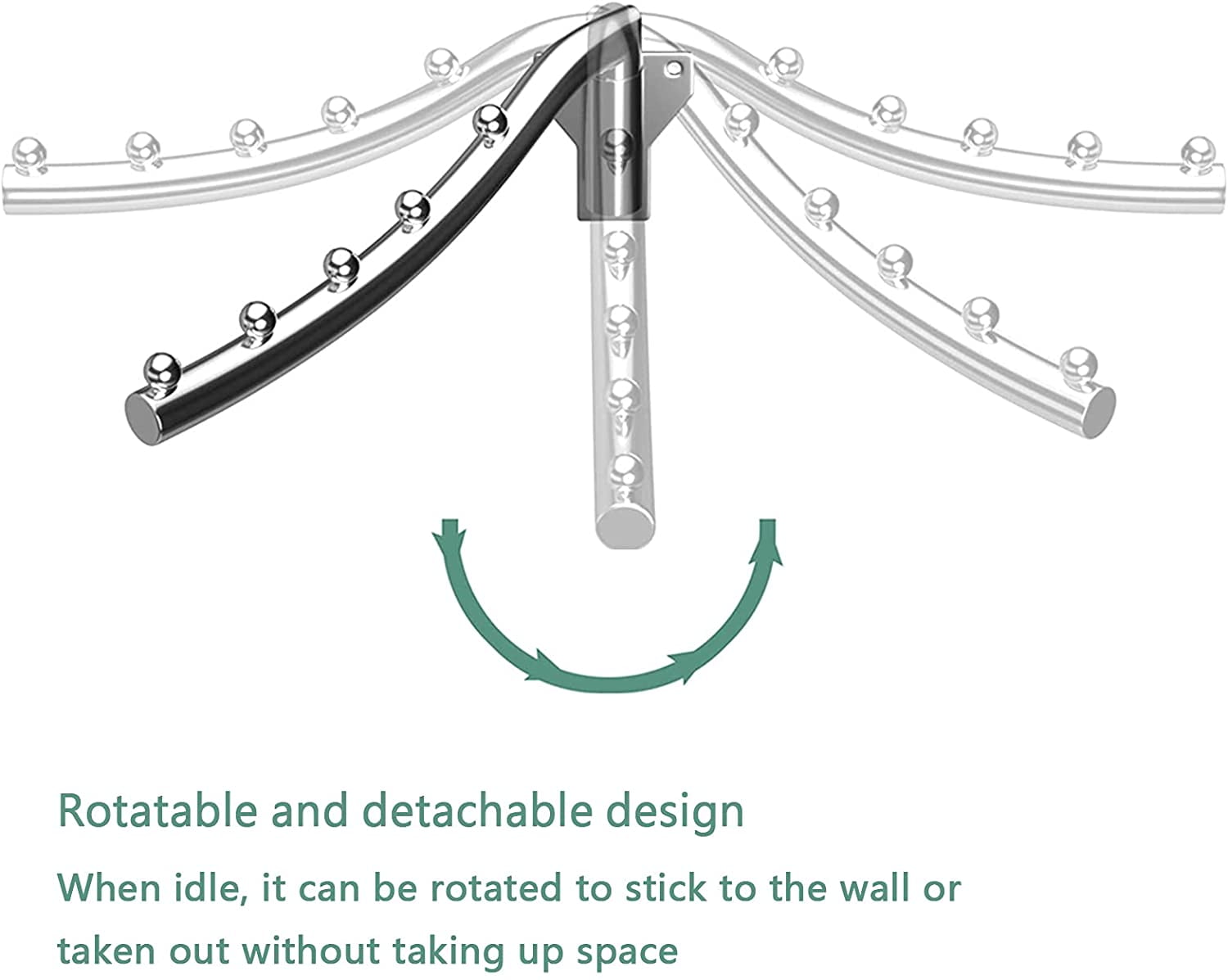 THESG-1PCS Folding Clothes Hanger Rack Wall Mounted, Swing Arm Hook ...