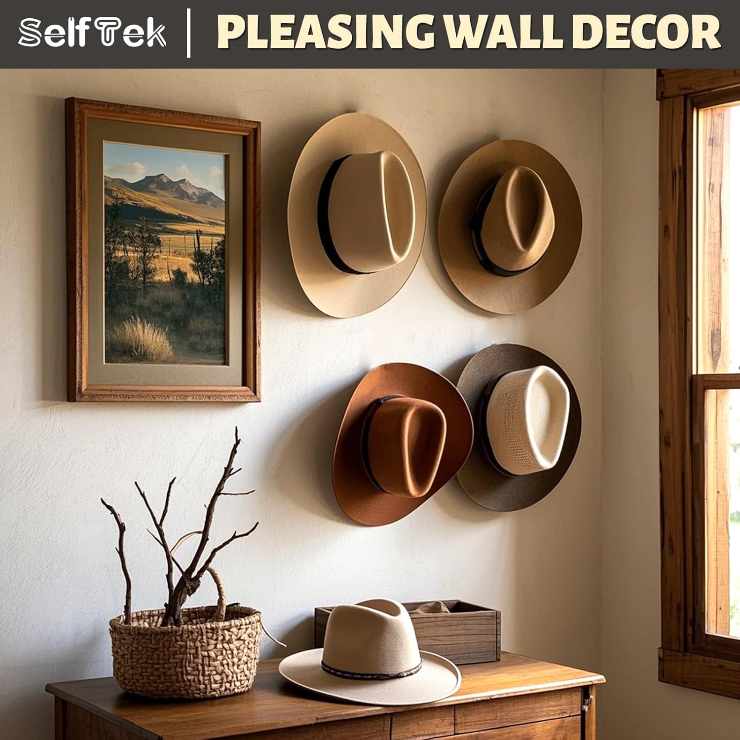 THESG-2.9 Inch Cowboy Hat Rack for Wall - 8 Pack Hat Hooks & Holder ...