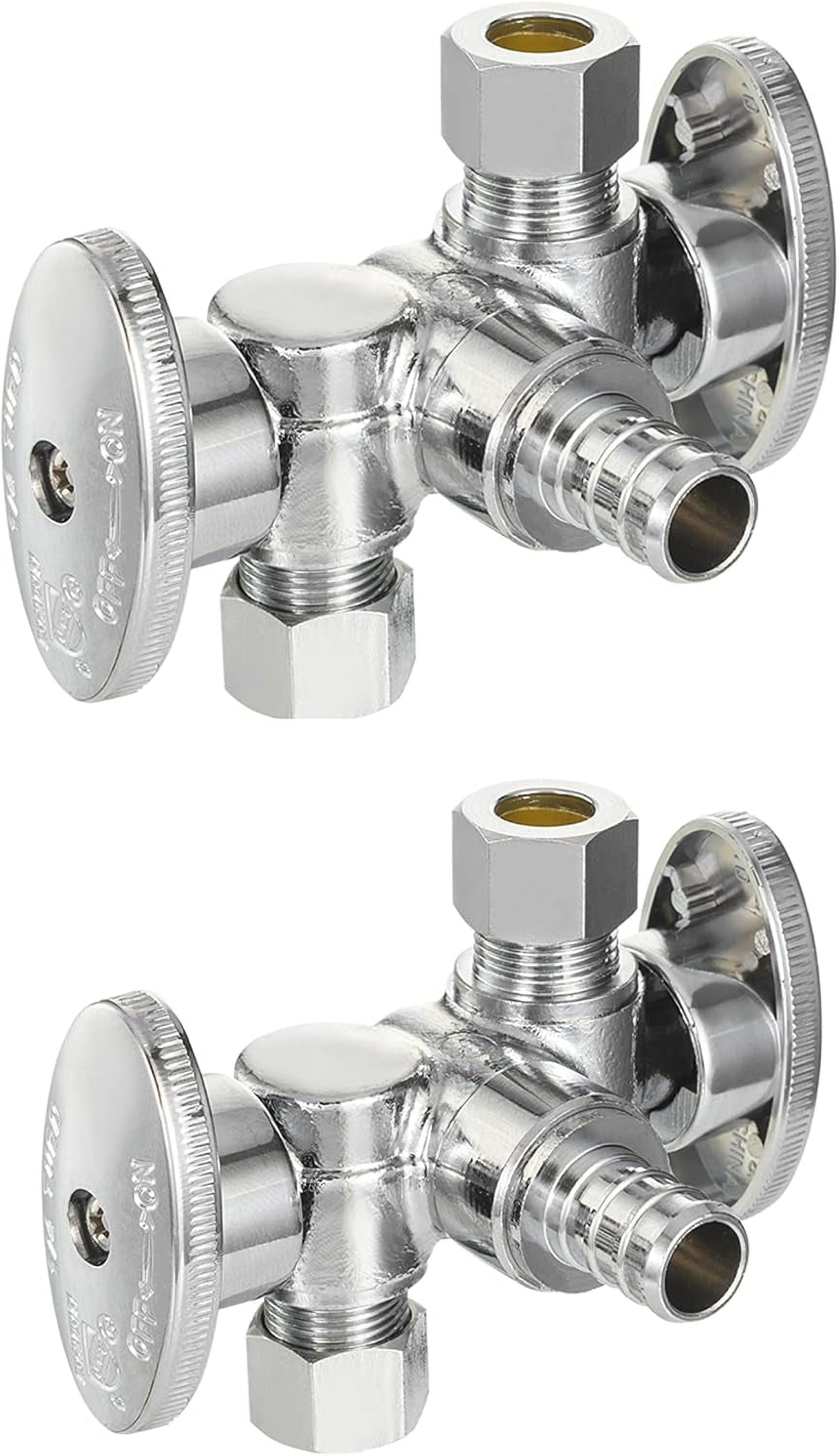 THESG-2-Pack 1/4 Turn Dual Compression Outlet Angle Stop Valve with 2 ...