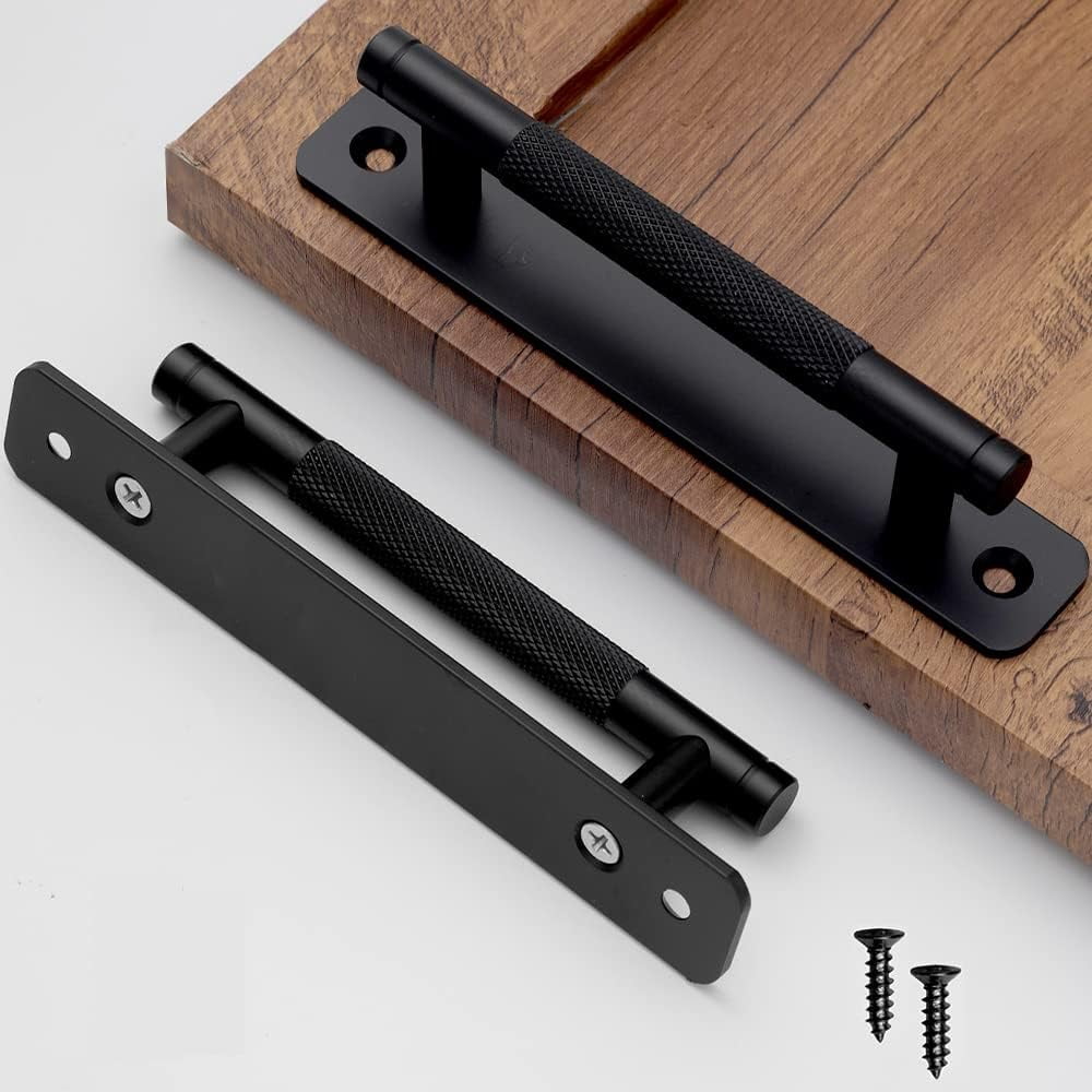 THESG-2 Pack 5 Inch 128 mm Matte Black Barrel Knurled Cabinet Handles ...