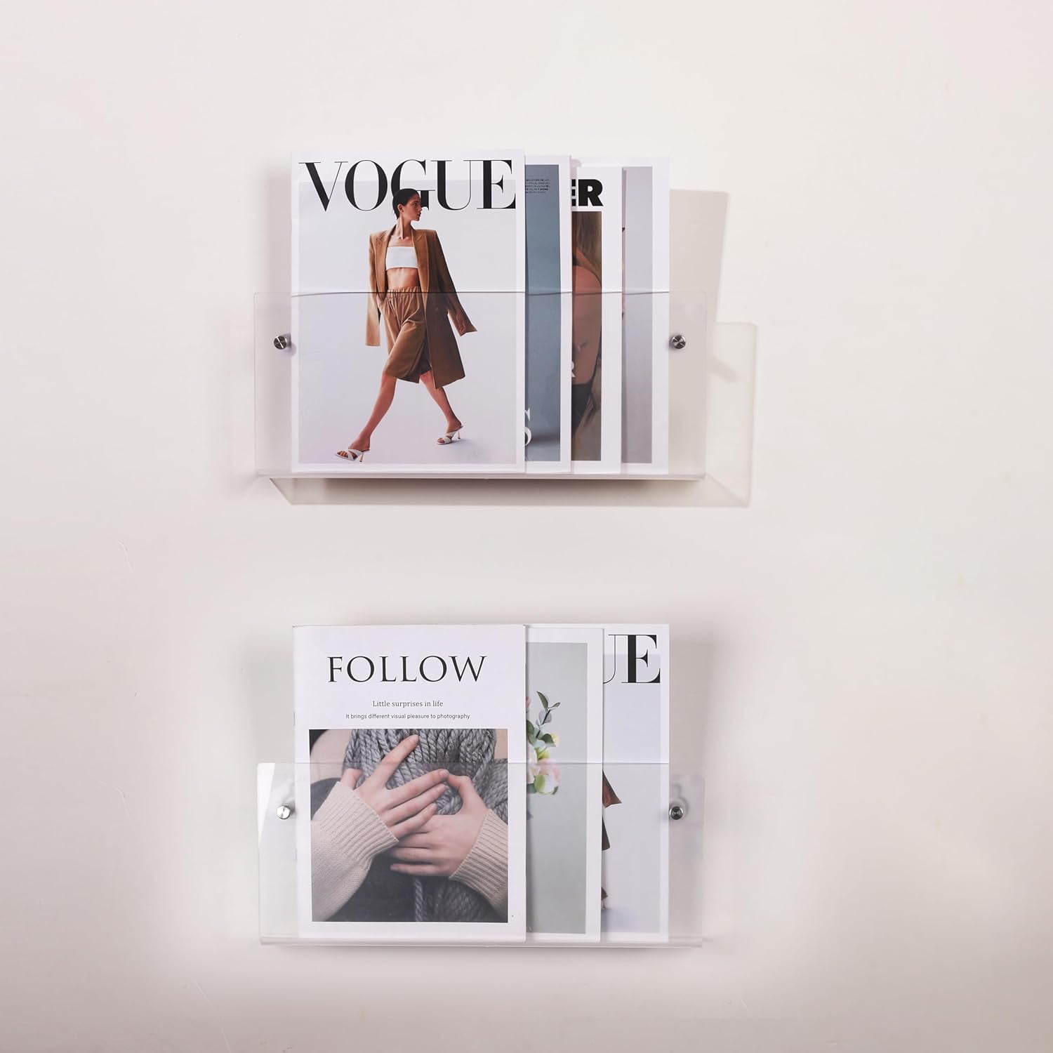 THESG-2-Pack Clear Acrylic Magazine Holder, Acrylic magazine wall rack ...