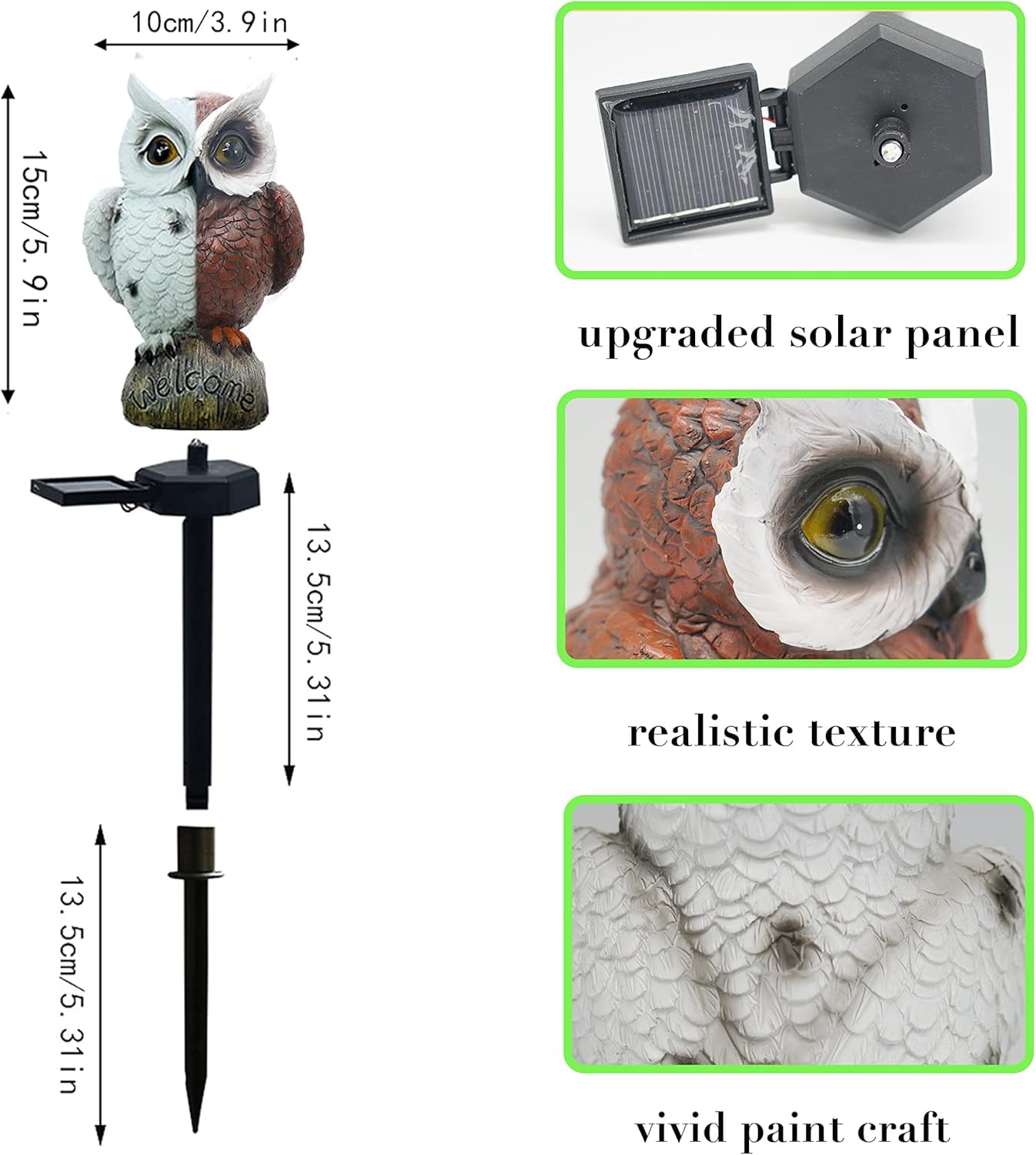 THESG-2 Pack Garden Solar Light Outdoor Decor, Resin Owl Solar LED ...