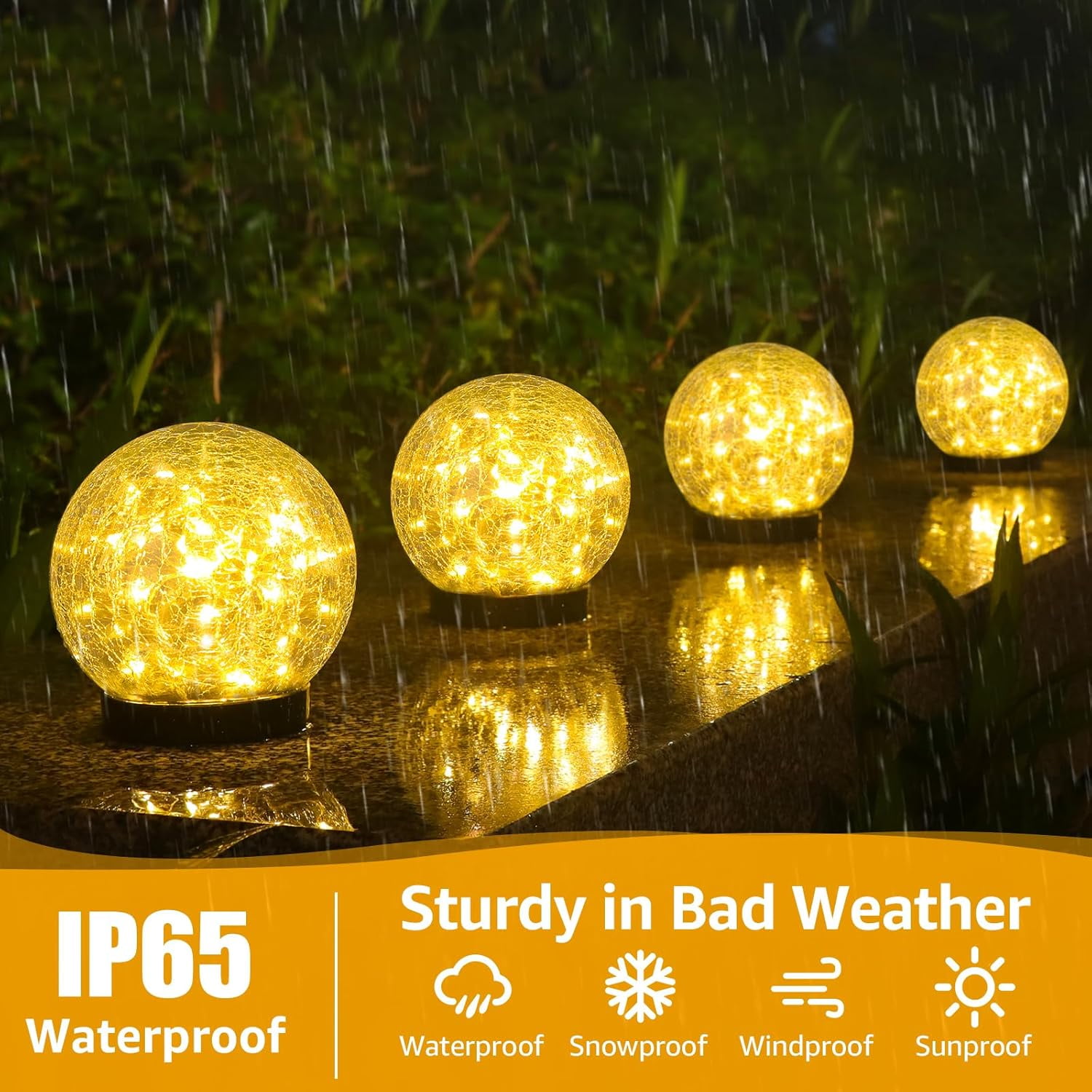 THESG-2-Pack Garden Solar Lights Outdoor, Cracked Glass Ball Light ...