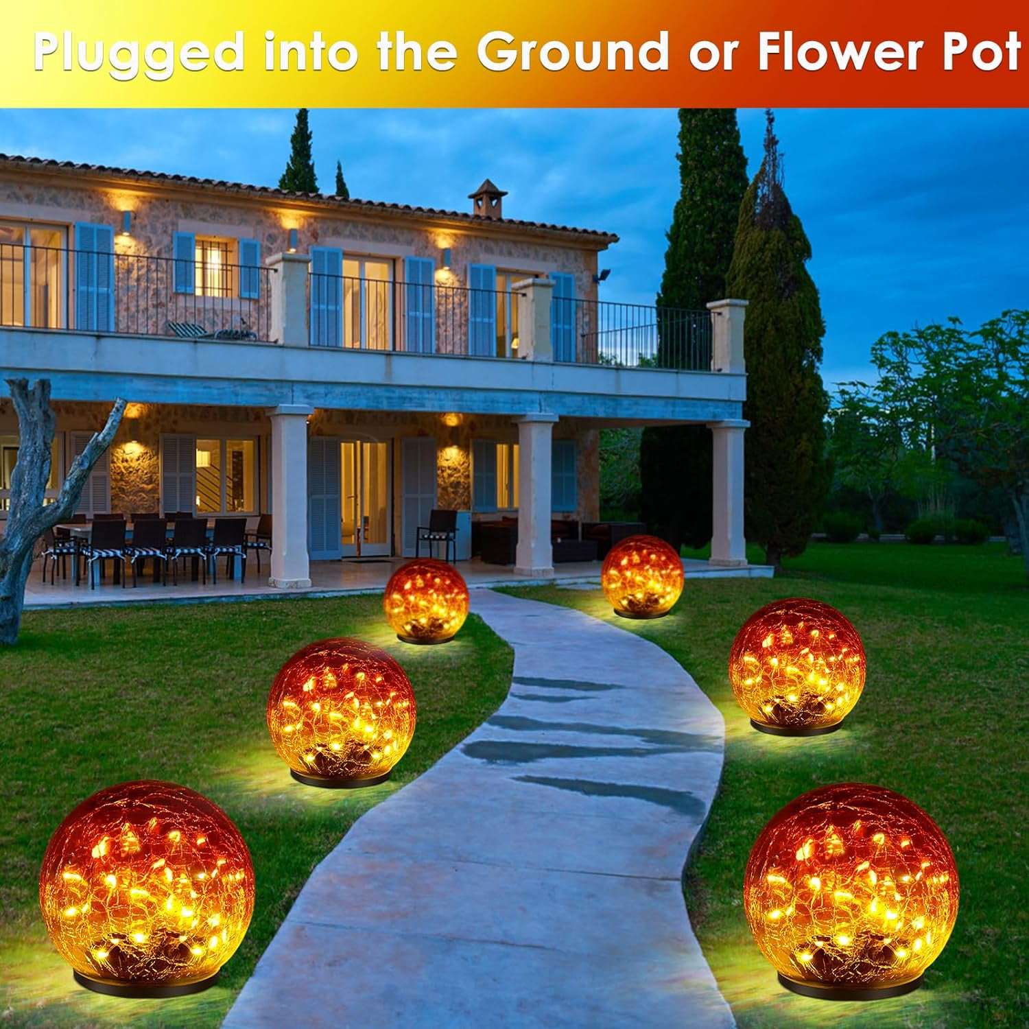 THESG-2 Pack Garden Solar Lights Outdoor Decorative, 60 LED Gradient ...