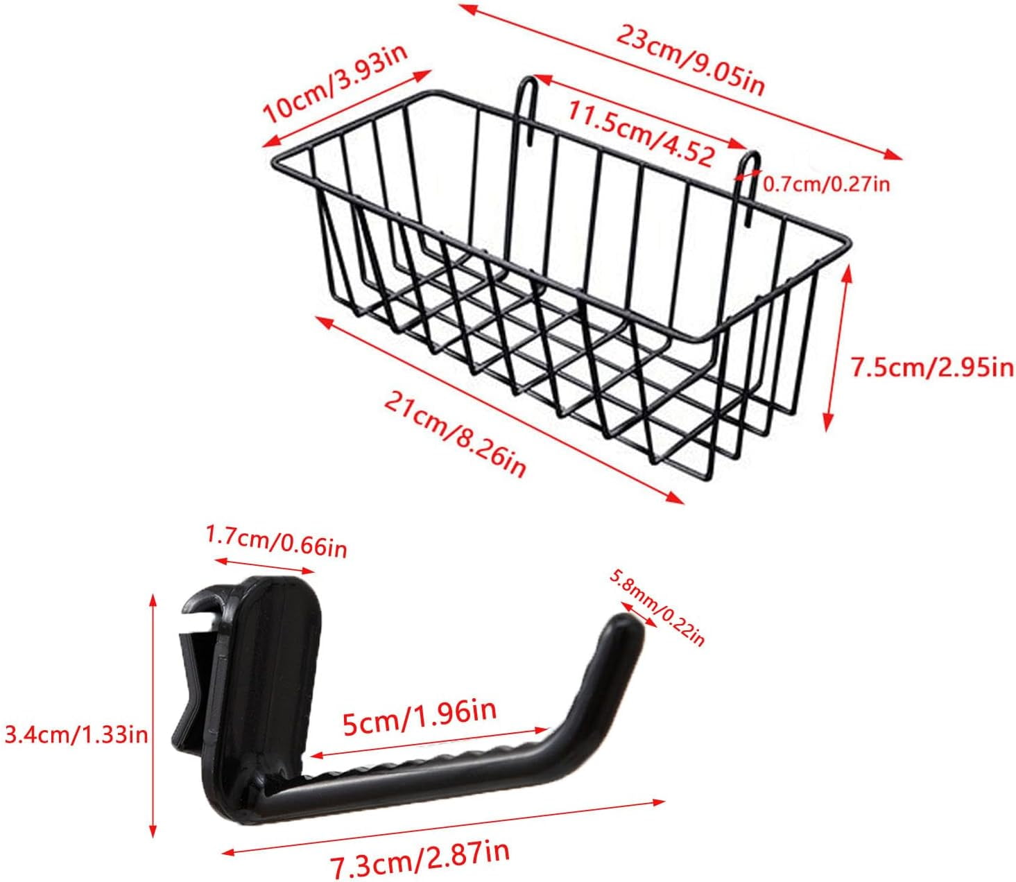 THESG-2 Pack Grid Panels Hanging Wire Basket Storage with Plastic Hooks ...