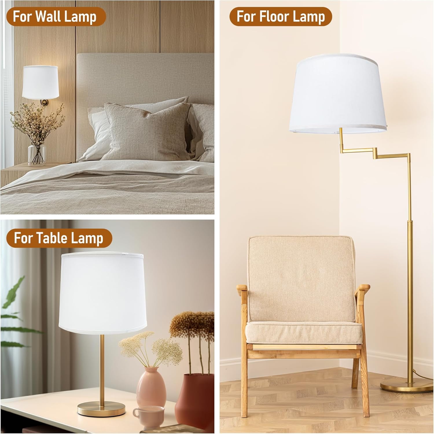 THESG-2 Pack Lamp Shades Boho Vintage Style Lamp Shade Set of 2 Natural Linen Made Drum Lamp ...