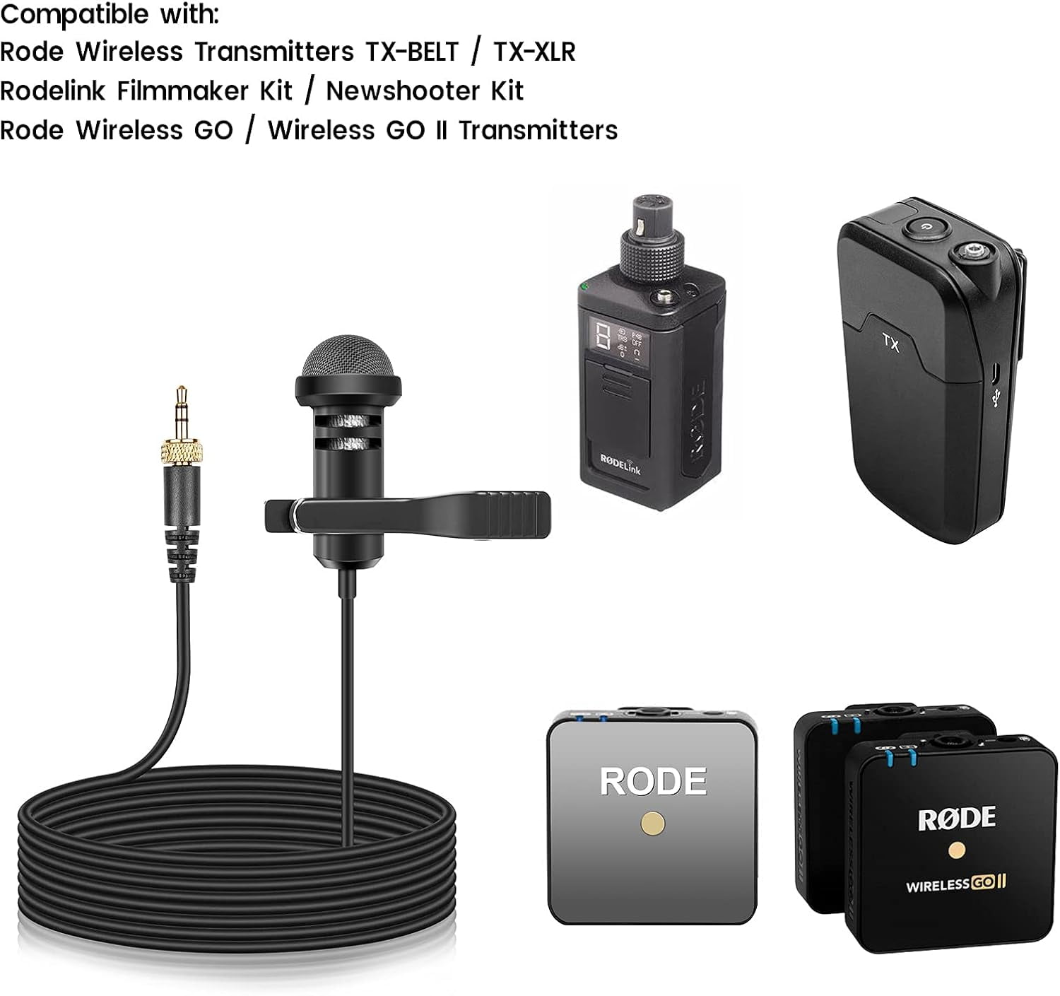 THESG-2-Pack Lavalier Microphone Compatible with Rode Wireless Pro ...